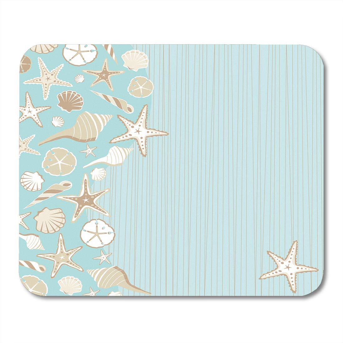 Seashell Beach Party Variety of Shells on Aqua Teal Stria Wtih ...