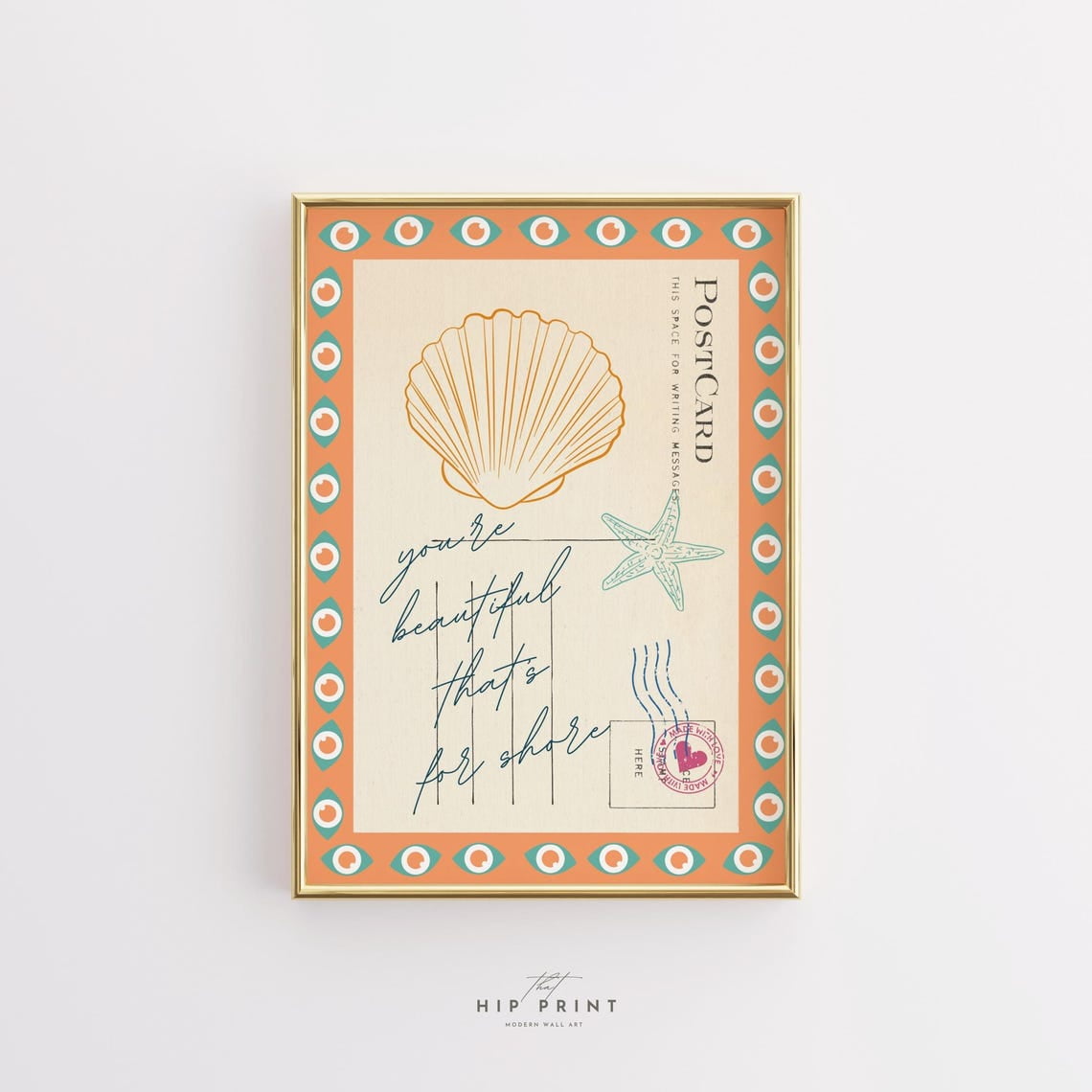 Seashell Beach Postcard Wall Art, Preppy Summer Quote Print, Coastal ...