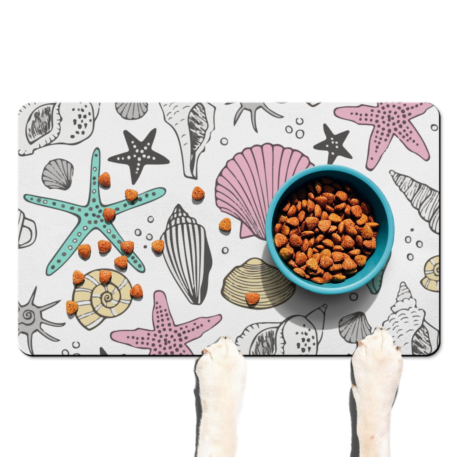Seashell Beach Shell Dog Food Mat – Nautical Tropical Starfish Marine ...