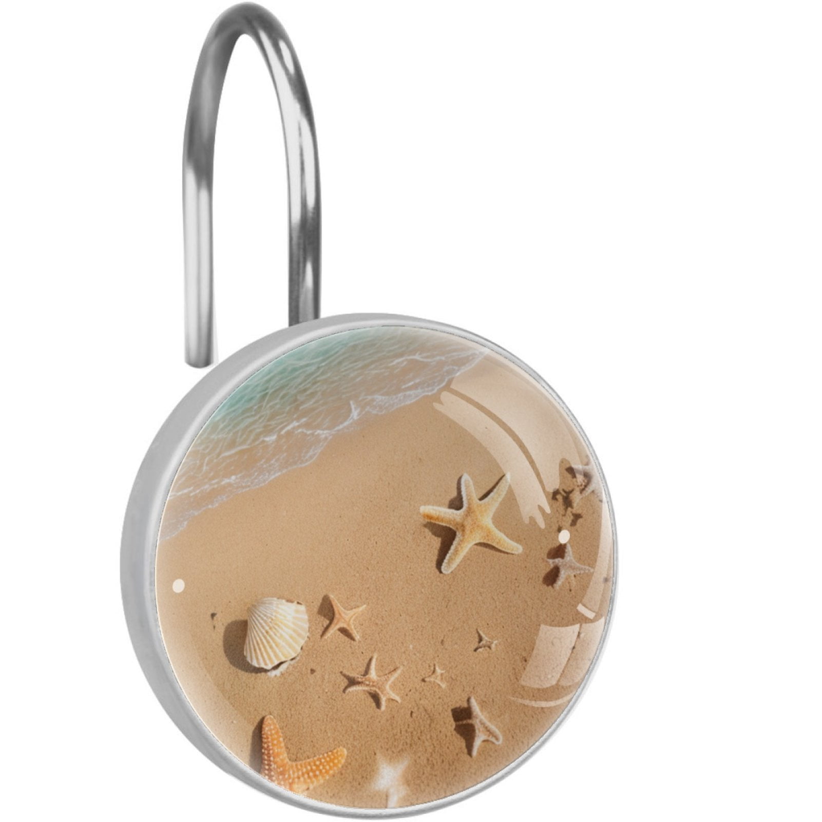 Seashell Beach Shower Curtain Hooks Rings, Set of 12 Rust Proof Rod ...