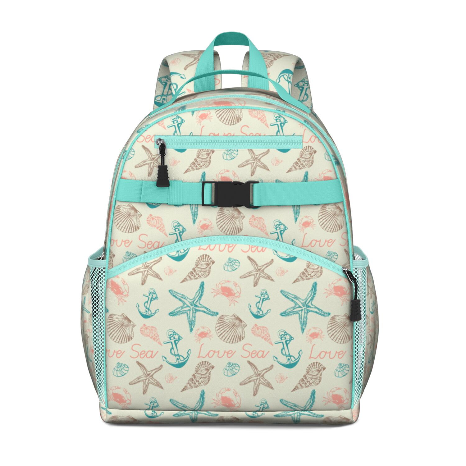 Seashell Beach Students Backpack with Nautical Shell, Tropical Starfish ...