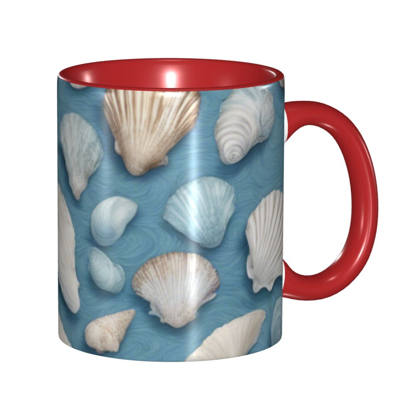 Seashell Blue Ocean Coffee Mug Fun Custom Ceramic Mugs 11oz Red ...