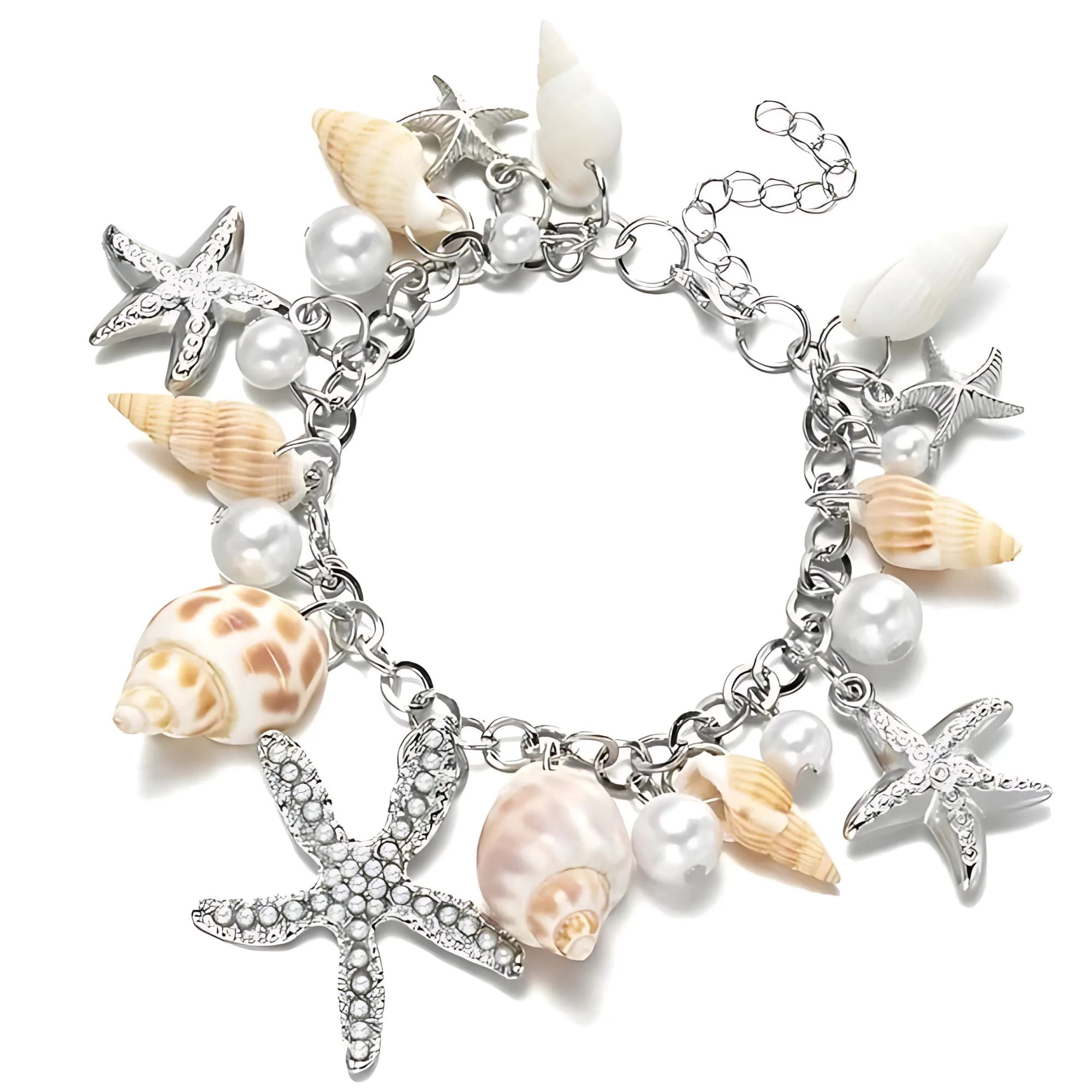 Seashell Charm Bracelet for Women by Ginger Lyne Gold Plated Pearls ...