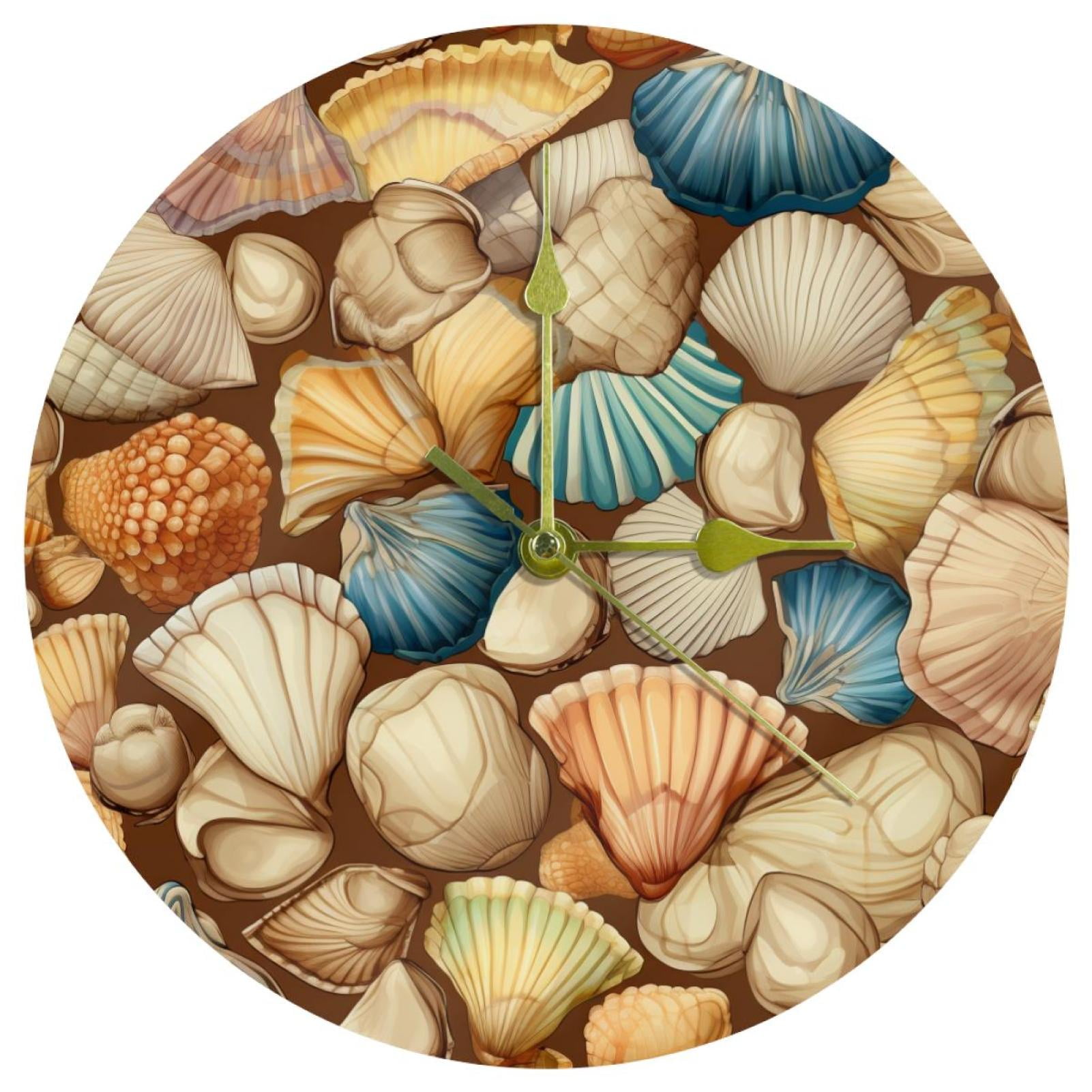 Seashell Circular Acrylic Wall Clock - Elegant Timepiece for Home Décor ...