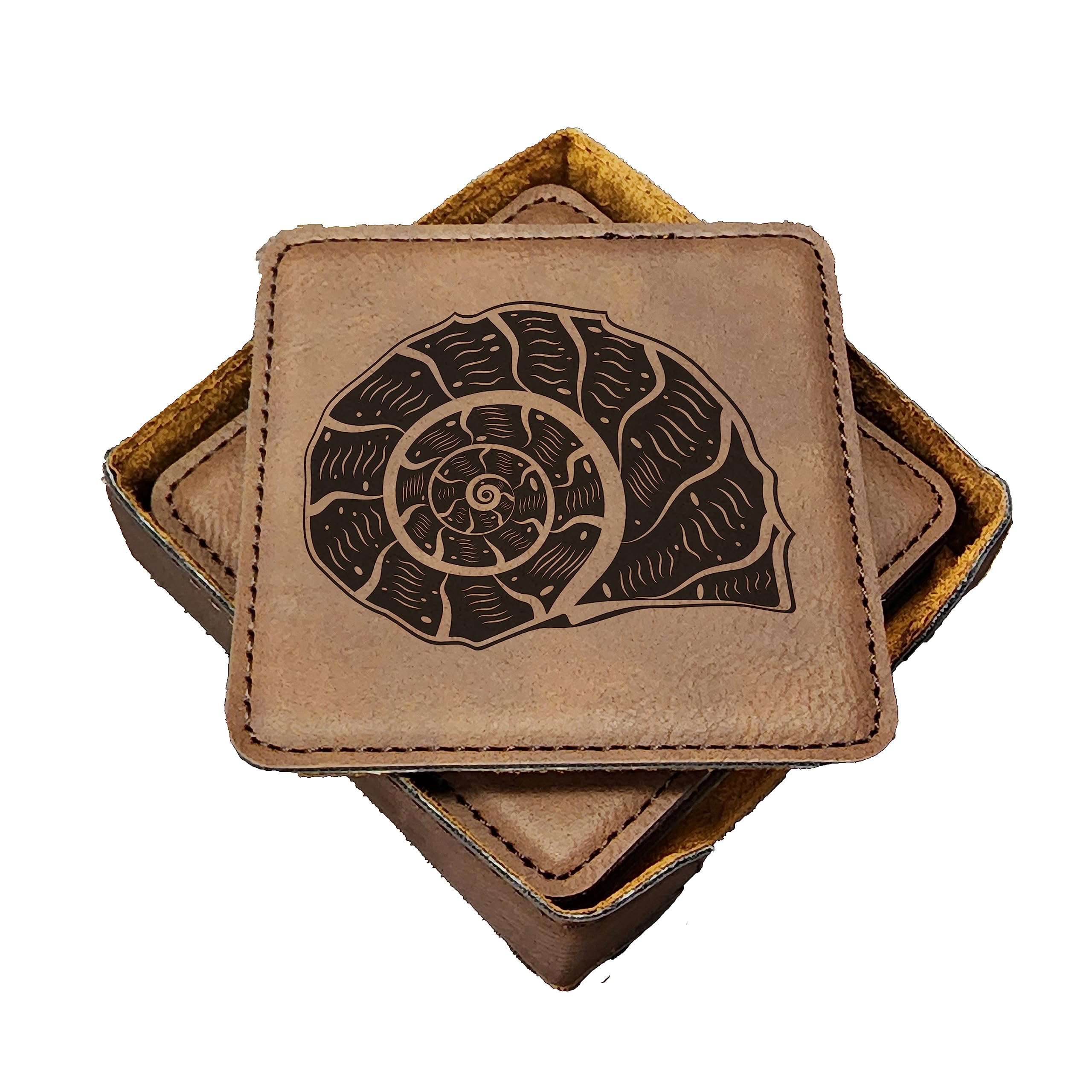 Seashell Coasters - Handmade Coasters Set of 6 - Engraved Barware ...