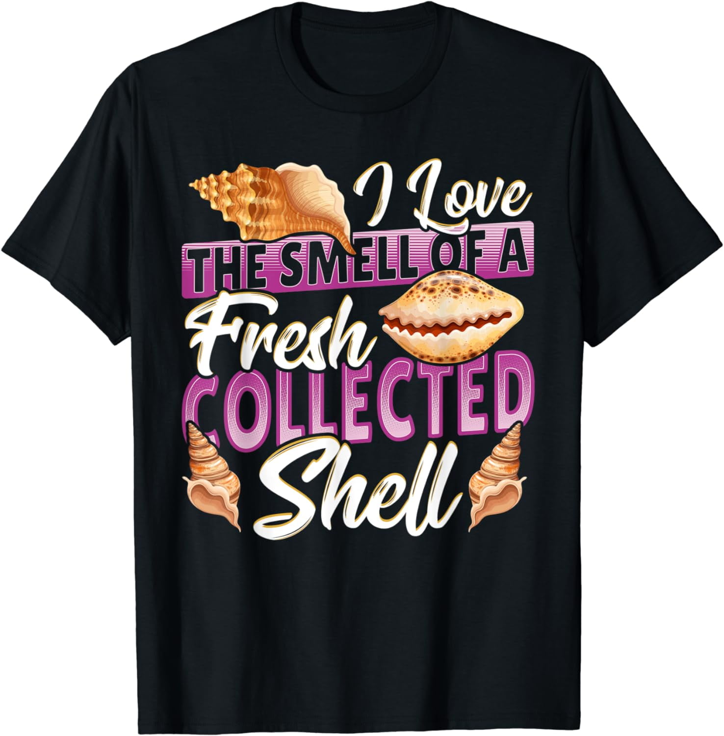 Seashell Collecting Design for an Shell Hunter T-Shirt Black-1 ...