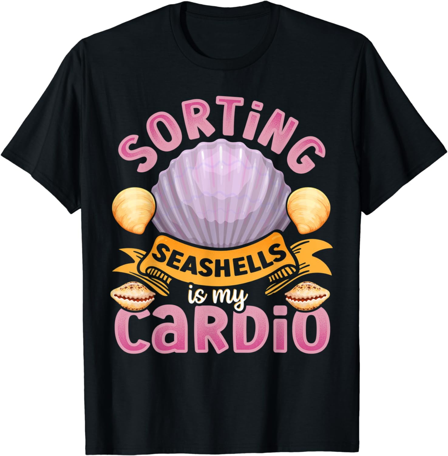 Seashell Collecting Design for an Shell Hunter T-Shirt Black1 - Walmart.com