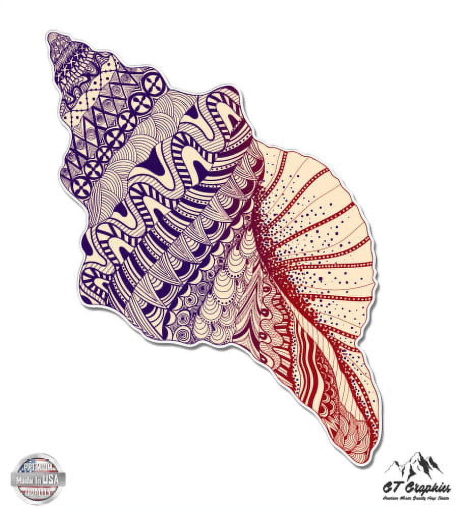 Seashell Conch Colorful - 12" Vinyl Sticker Waterproof Decal - Walmart.com