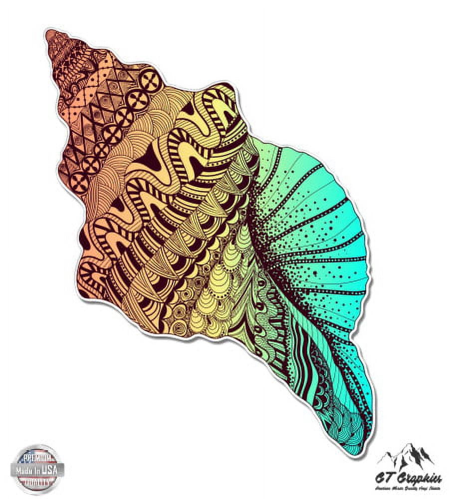 Seashell Conch Colorful - 3" Vinyl Sticker - For Car Laptop I-Pad Phone ...
