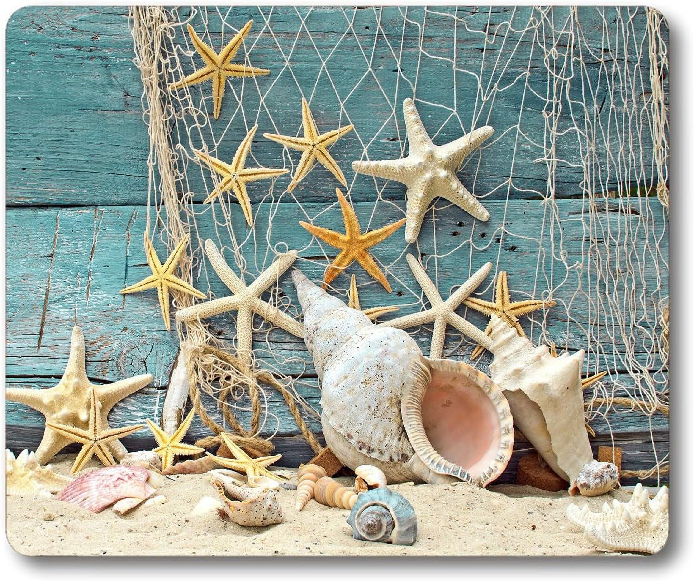 Seashell Conch Starfish Nets Beach Ocean Themed Gaming Mouse Pad ...