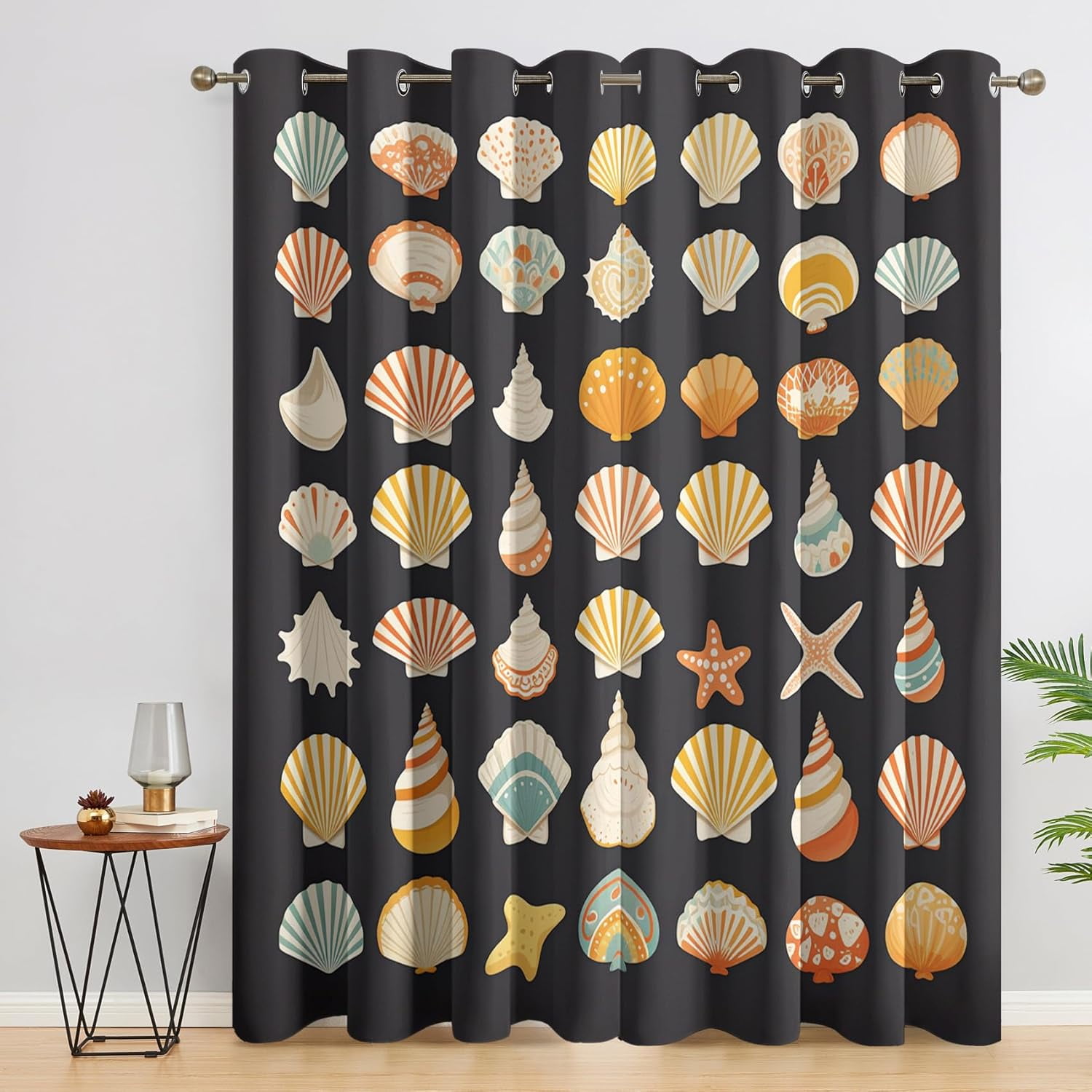 Seashell Curtains For Windows - Seashell Starfish Curtains,Coastal ...