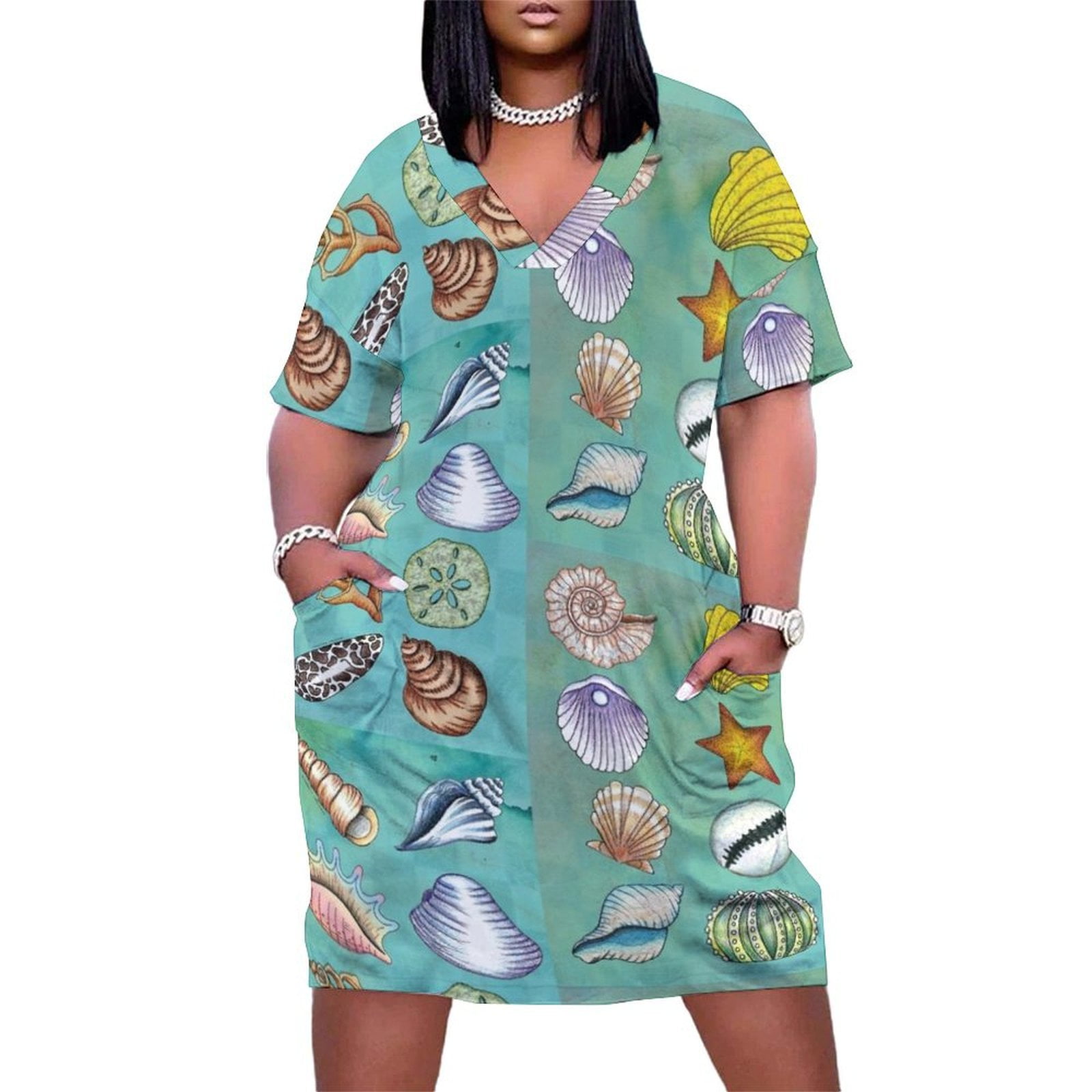 Seashell Drawing Loose Pocket Dress summer clothes Dress for girls ...