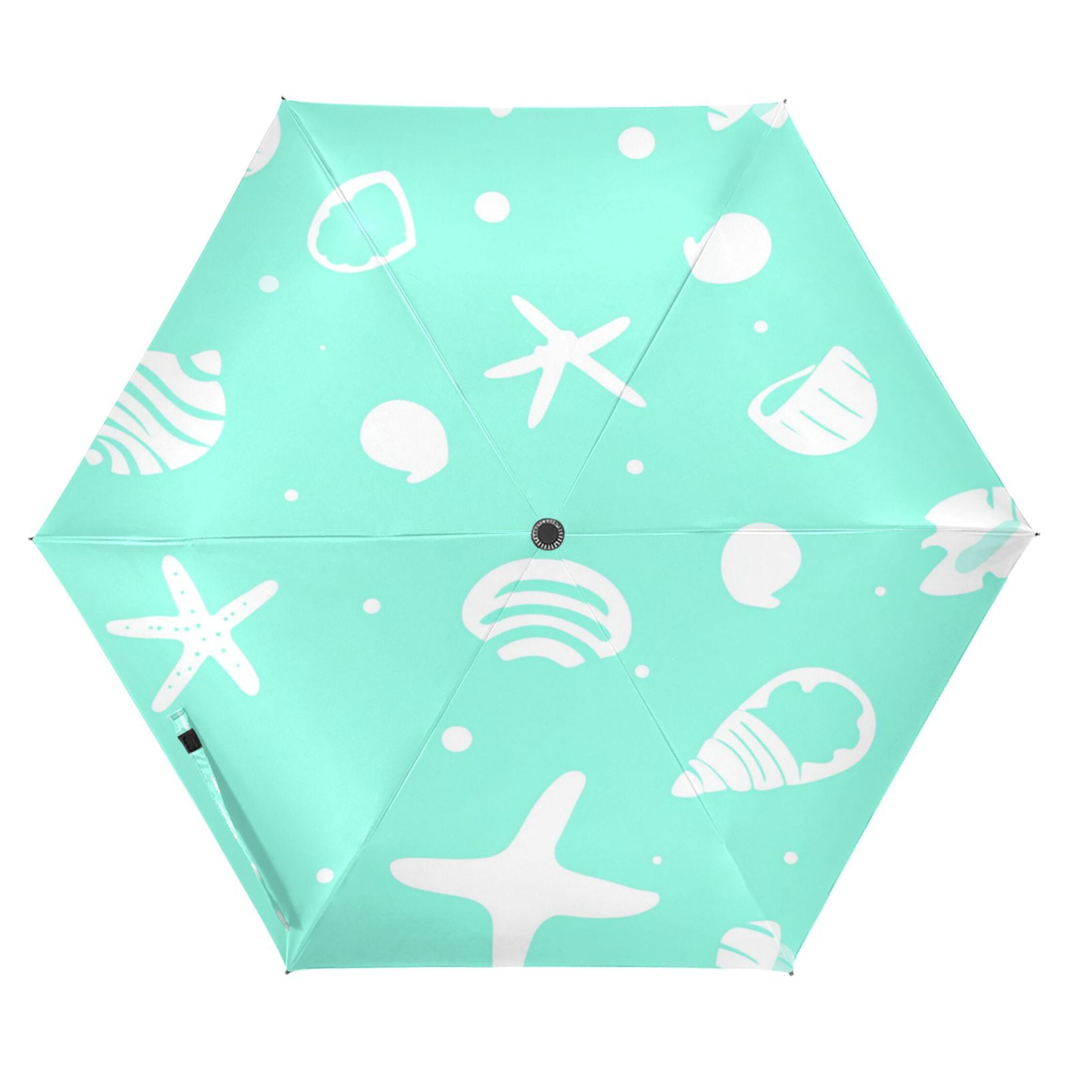 Seashell Elegance Folding Umbrella UV50+ Waterproof Sun Protection Auto Open Close Compact ...