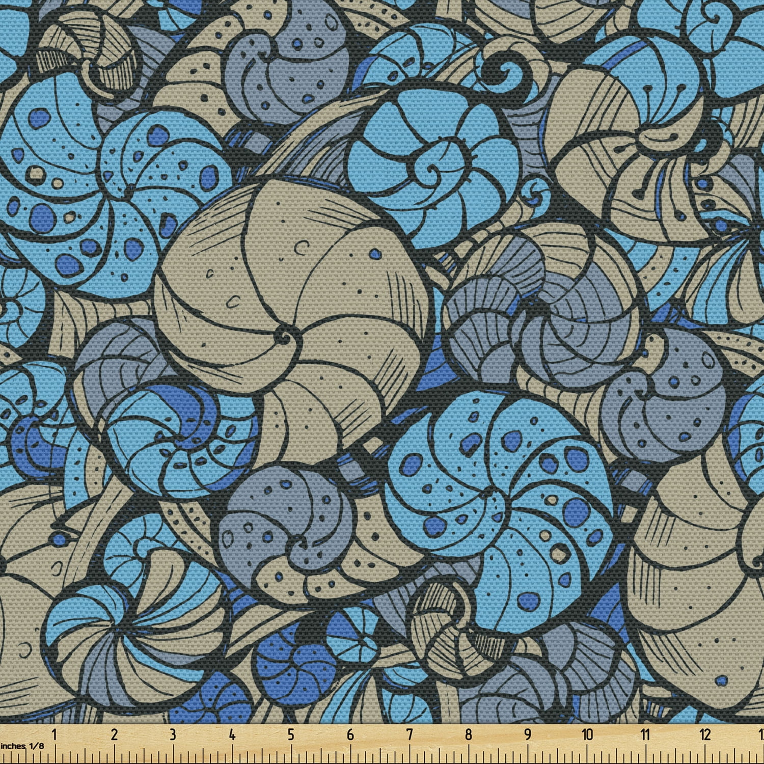 Seashell Fabric by the Yard, Underwater Sea Maritime Theme Colorful ...