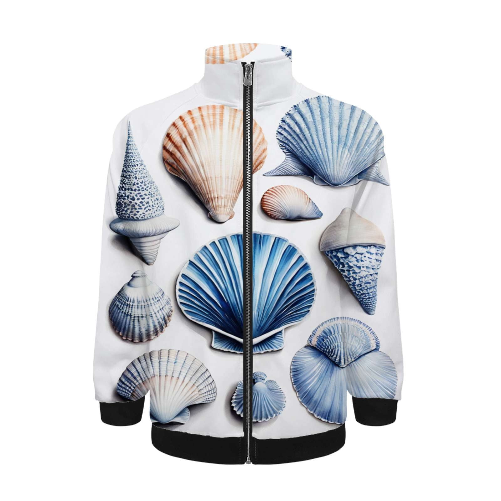 Seashell Fern Art Print Jacket Men's Street Cool Long Sleeves Coat Personality Tops Oversized ...