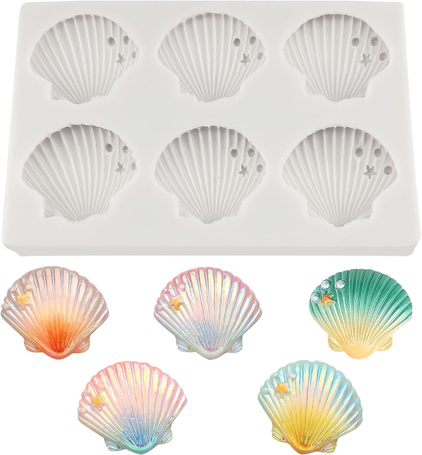Seashell Fondant Molds, Ocean Series Cake Decorating Silicone Mold - 6 ...