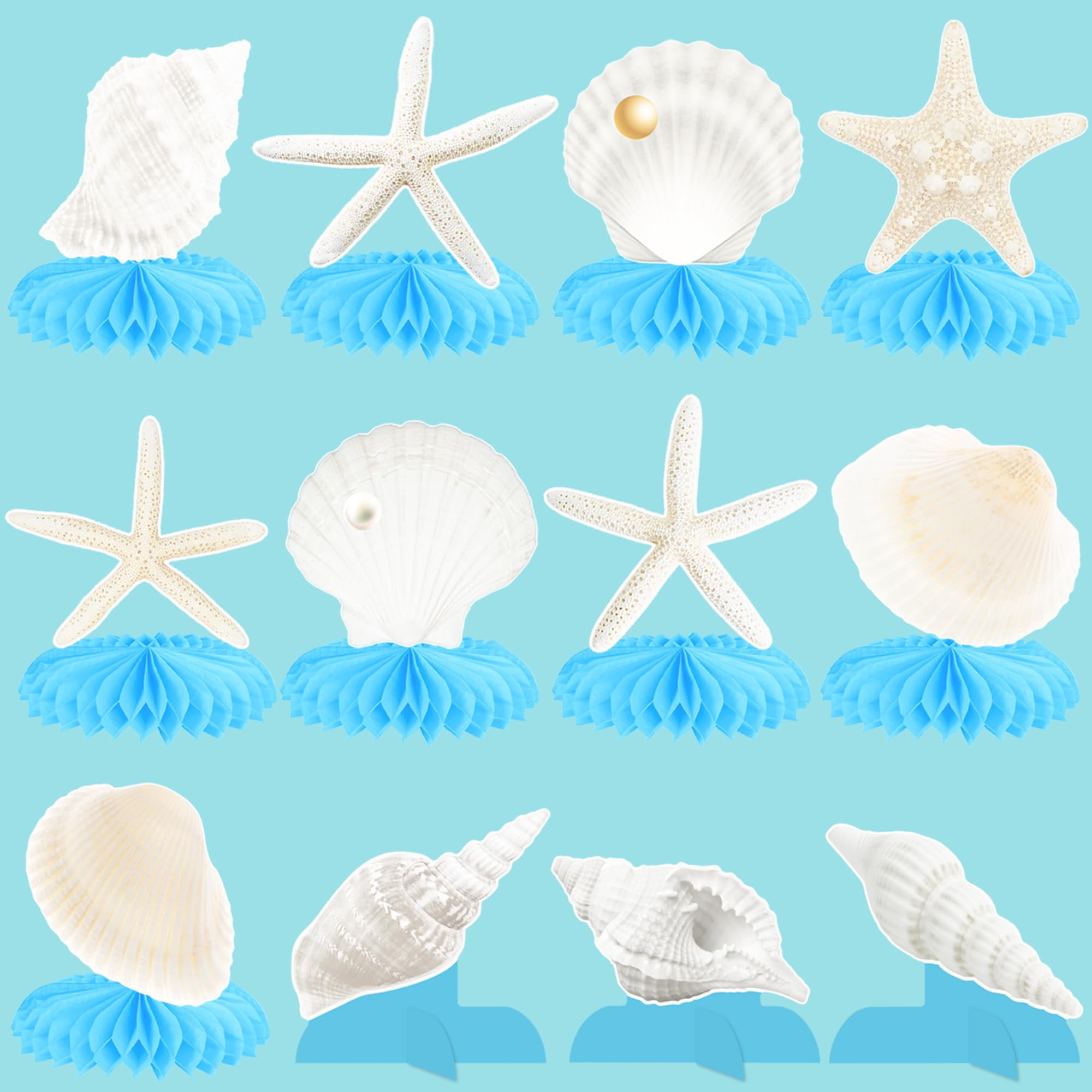 Seashell Honeycomb CenterpiecesTRDN Beach Finger Starfish Party Table ...