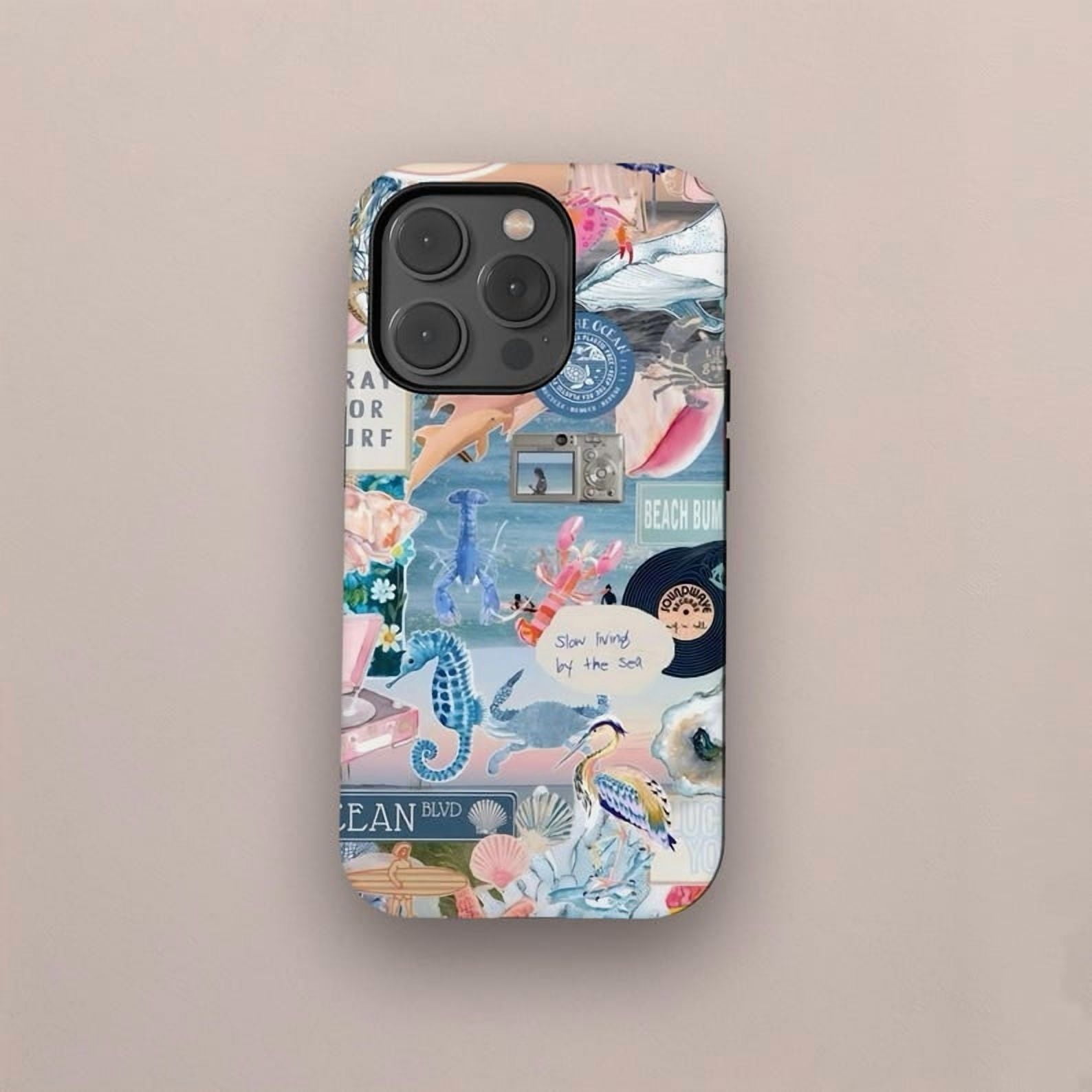 Seashell Jellyfish Collage Phone Case, Beach Ocean Summer Aesthetic ...