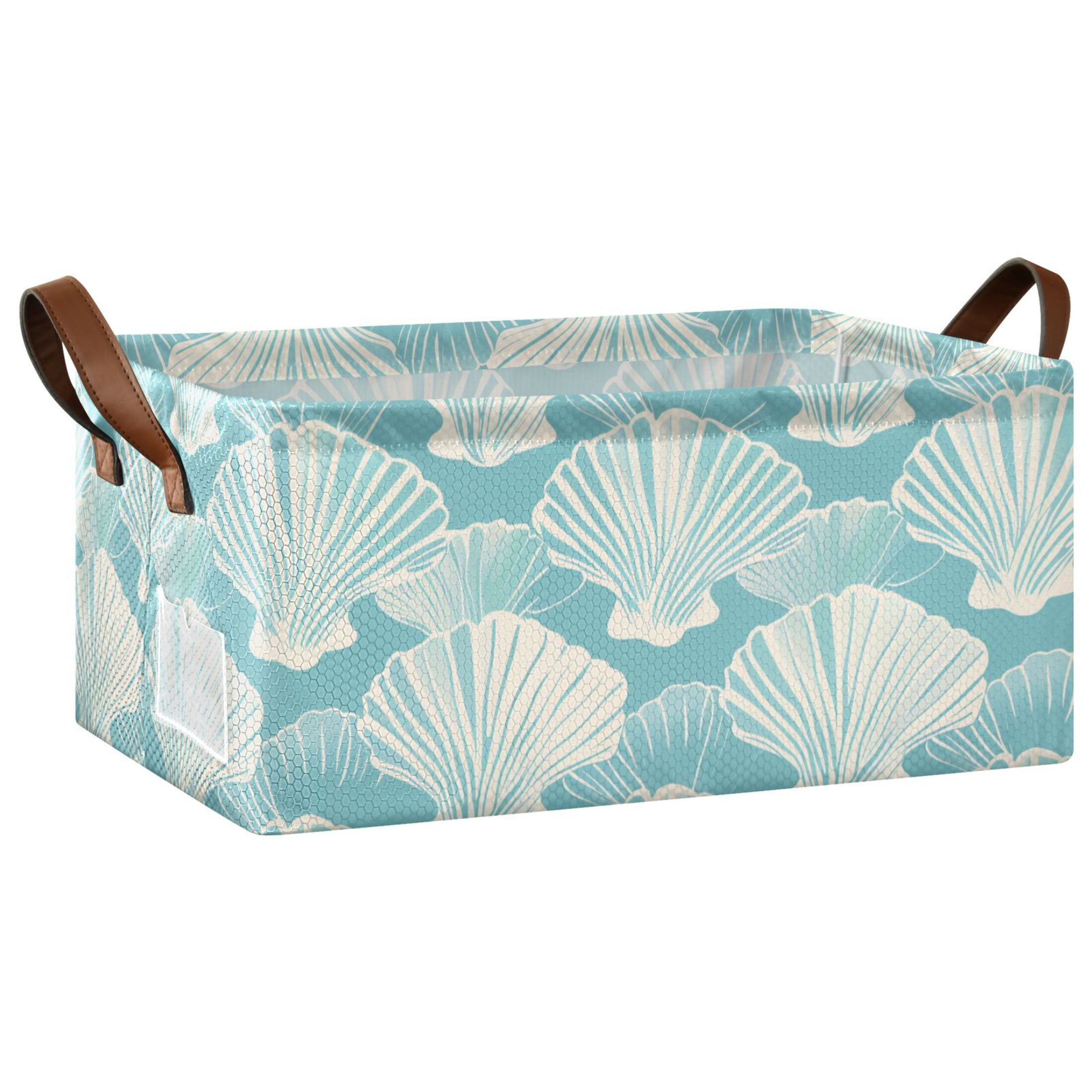 Seashell Line Art Collapsible Storage Bins Fabric Shelf Baskets with ...