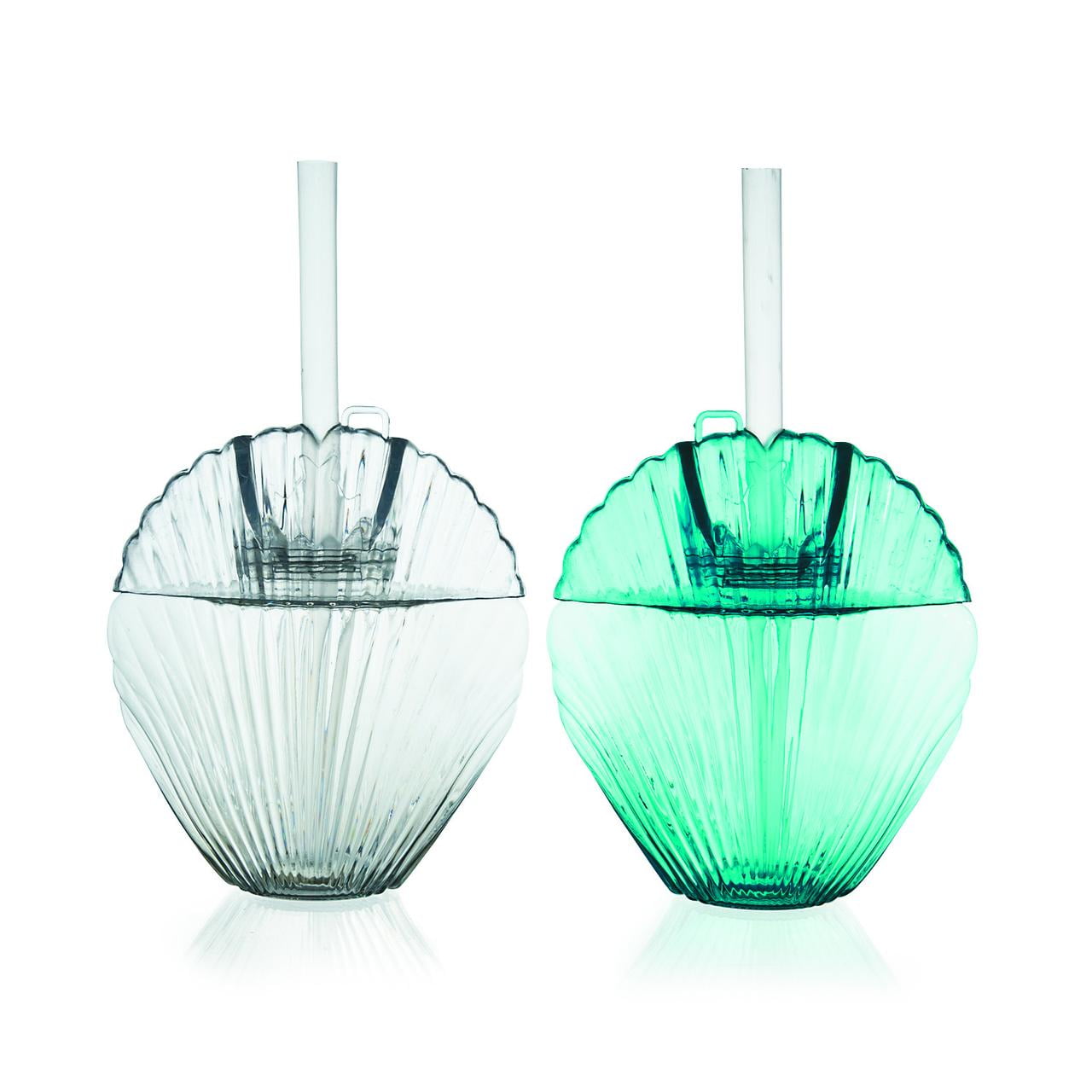 Fun Express Seashell Molded Cups With Straw - Party Supplies - 6 Pieces ...