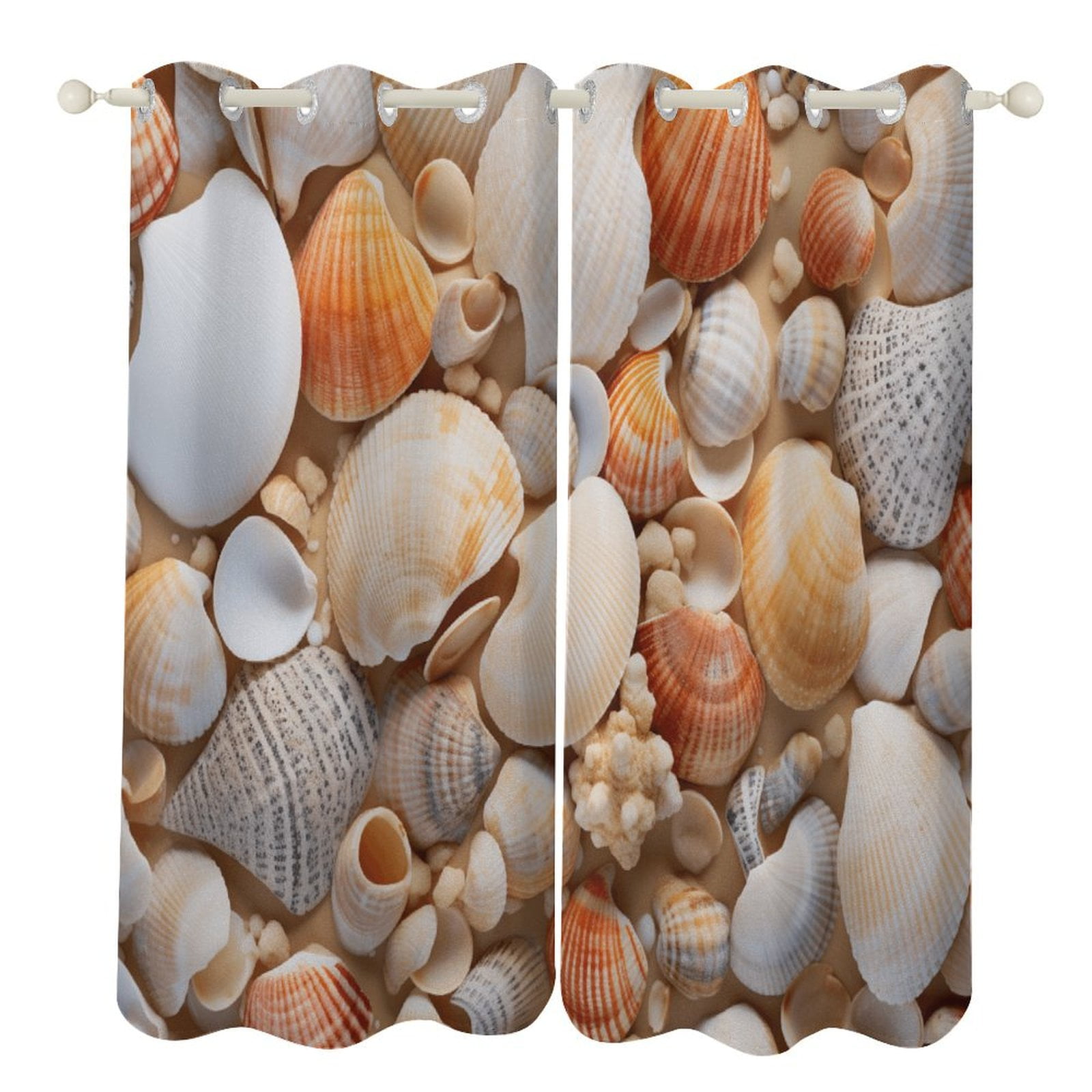 Seashell On The Beach Blackout Curtains for Bedroom Curtains Insulated ...