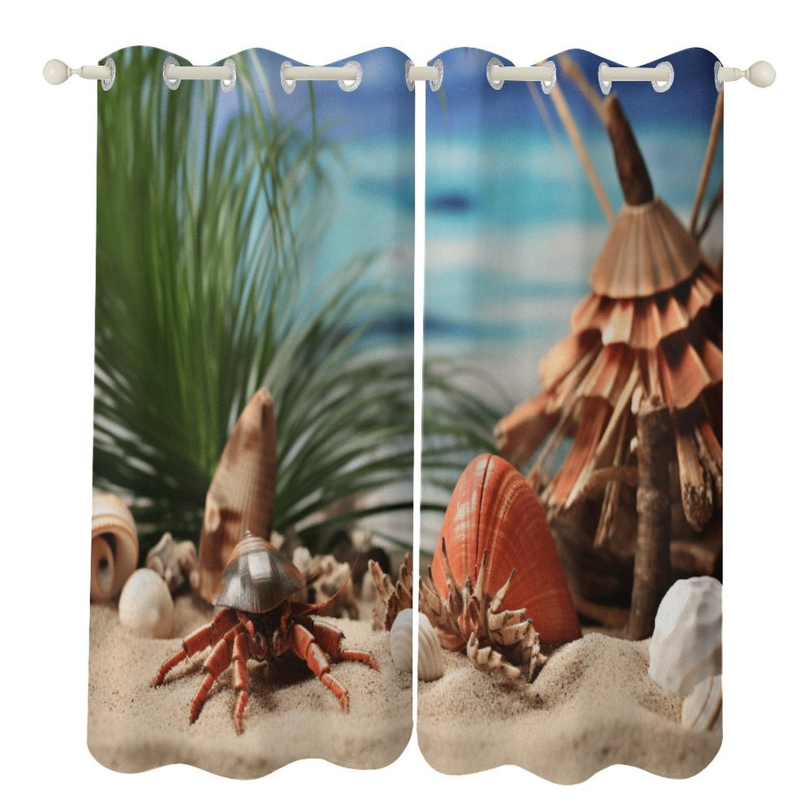 Seashell On The Beach Blackout Curtains for Bedroom Curtains Insulated ...