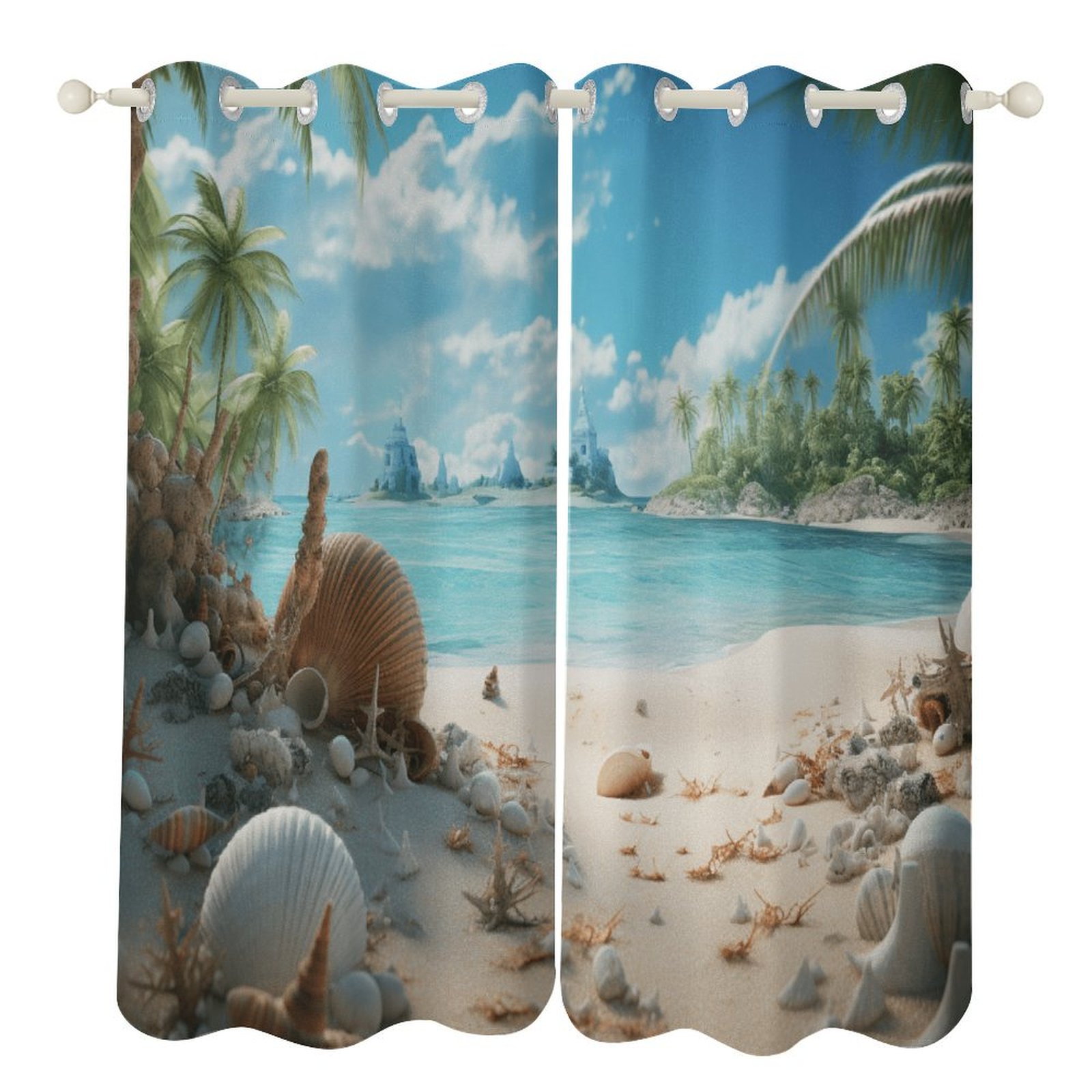 Seashell On The Beach Blackout Curtains for Bedroom Curtains Insulated ...