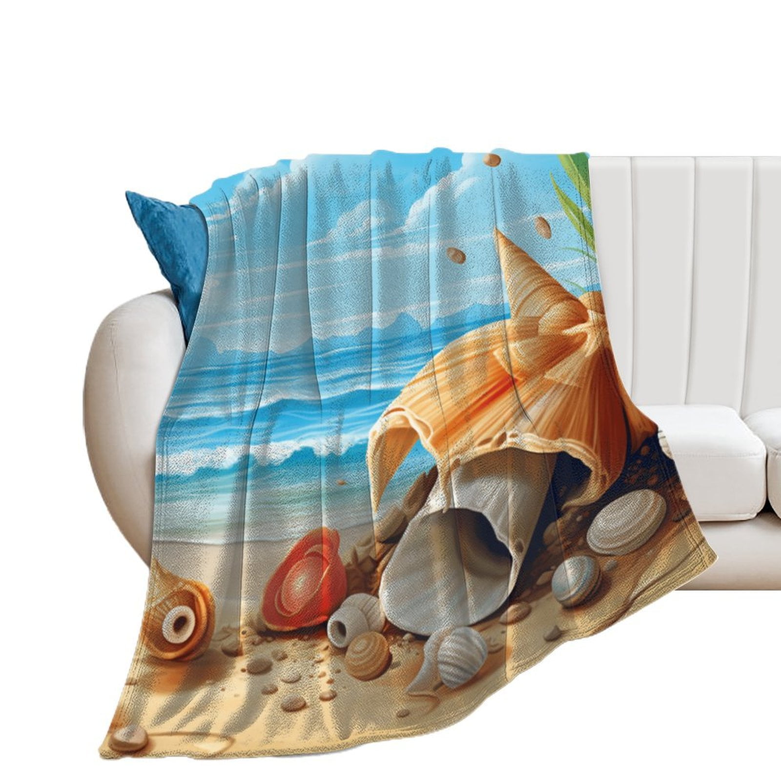 Seashell On The Beach Blanket Lightweight Cozy Couch Bed Super Soft And ...