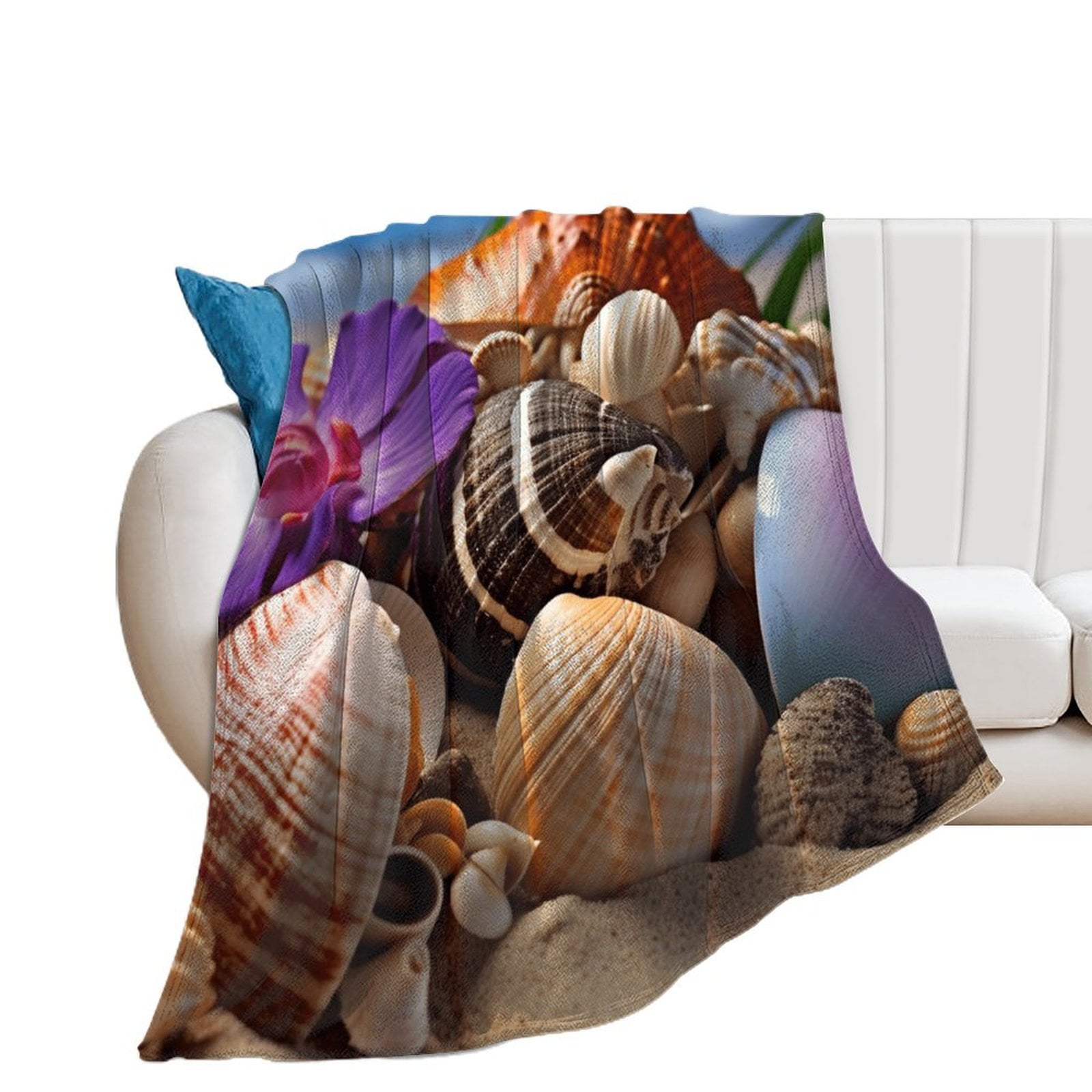 Seashell On The Beach Blanket Lightweight Cozy Couch Bed Super Soft And ...
