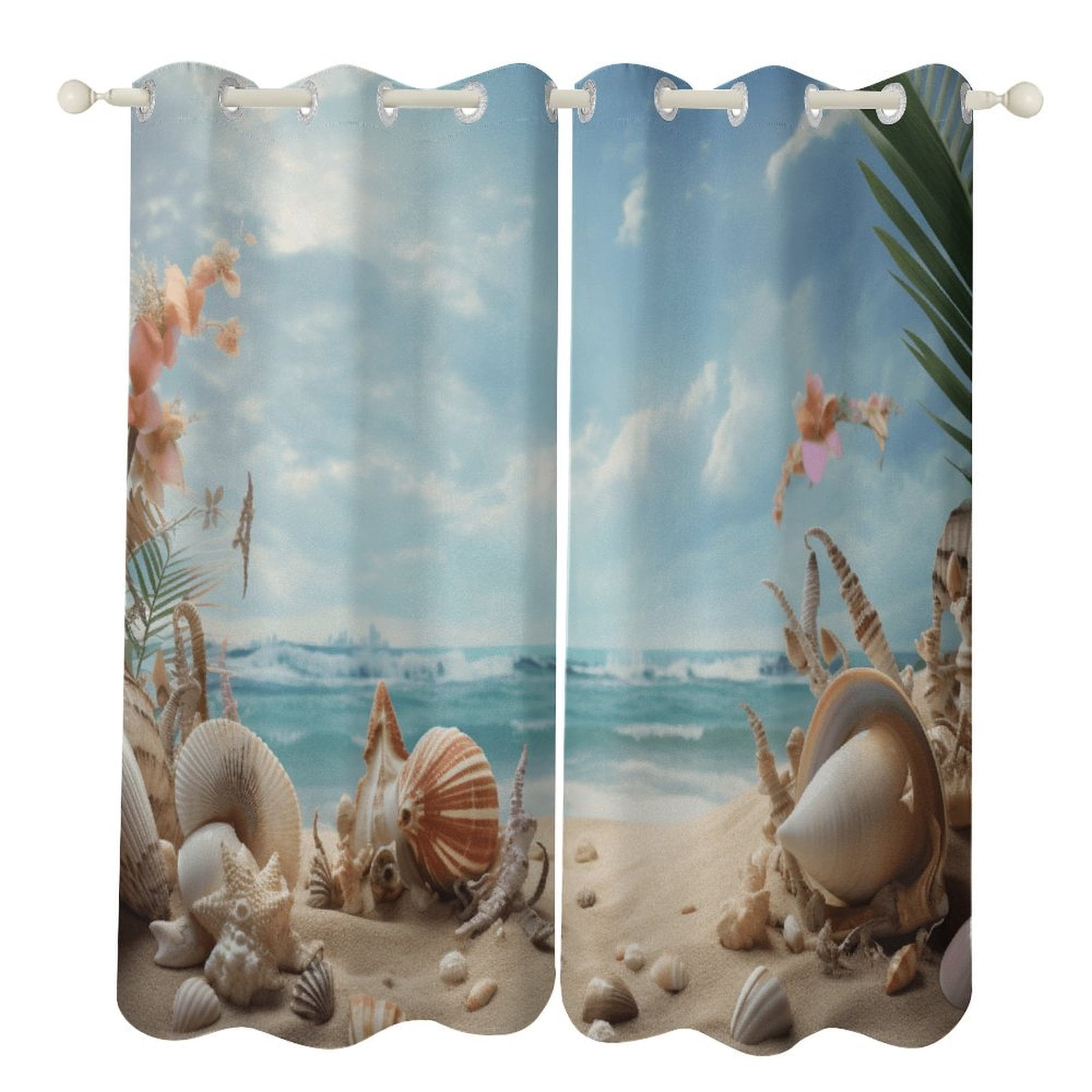 Seashell On The Beach Modern Window for Living Room Curtains for Child ...