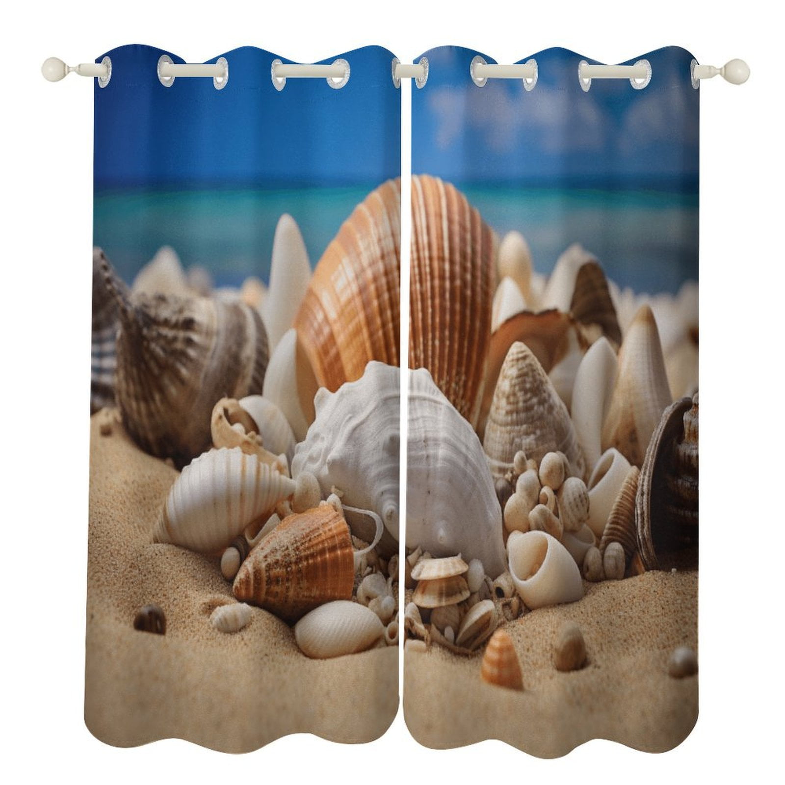 Seashell On The Beach Modern Window for Living Room Curtains for Child ...
