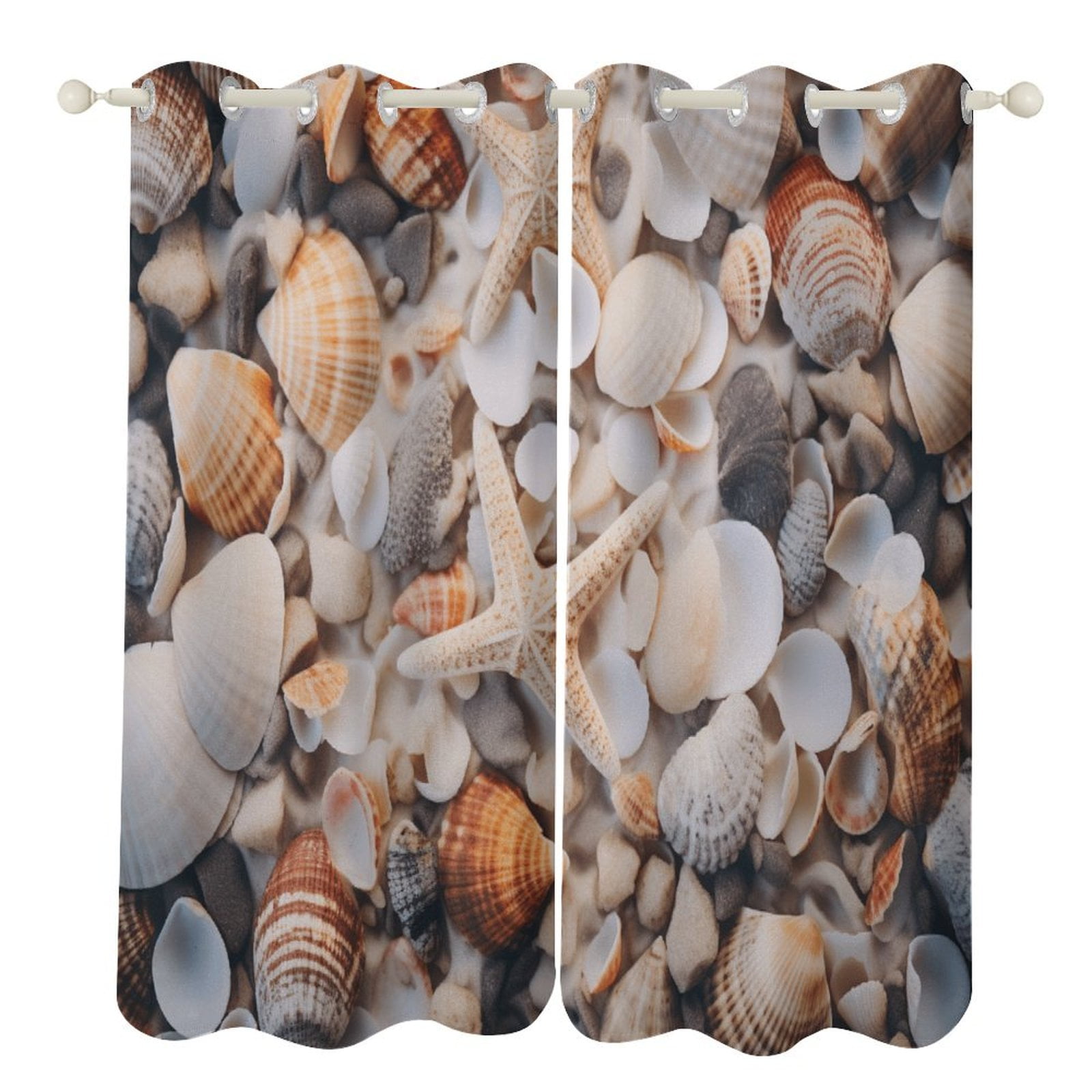 Seashell On The Beach Modern Window for Living Room Curtains for Child ...