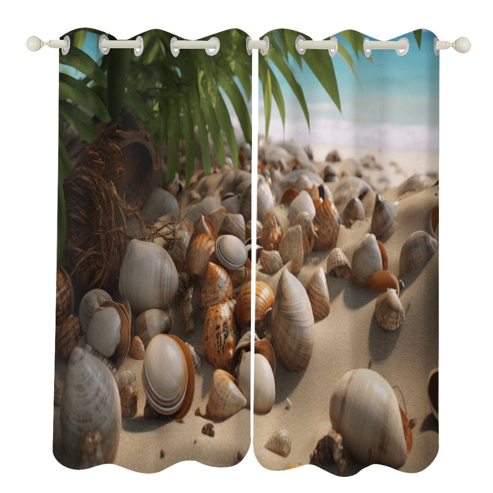 Seashell On The Beach Modern Window for Living Room Curtains for Child ...