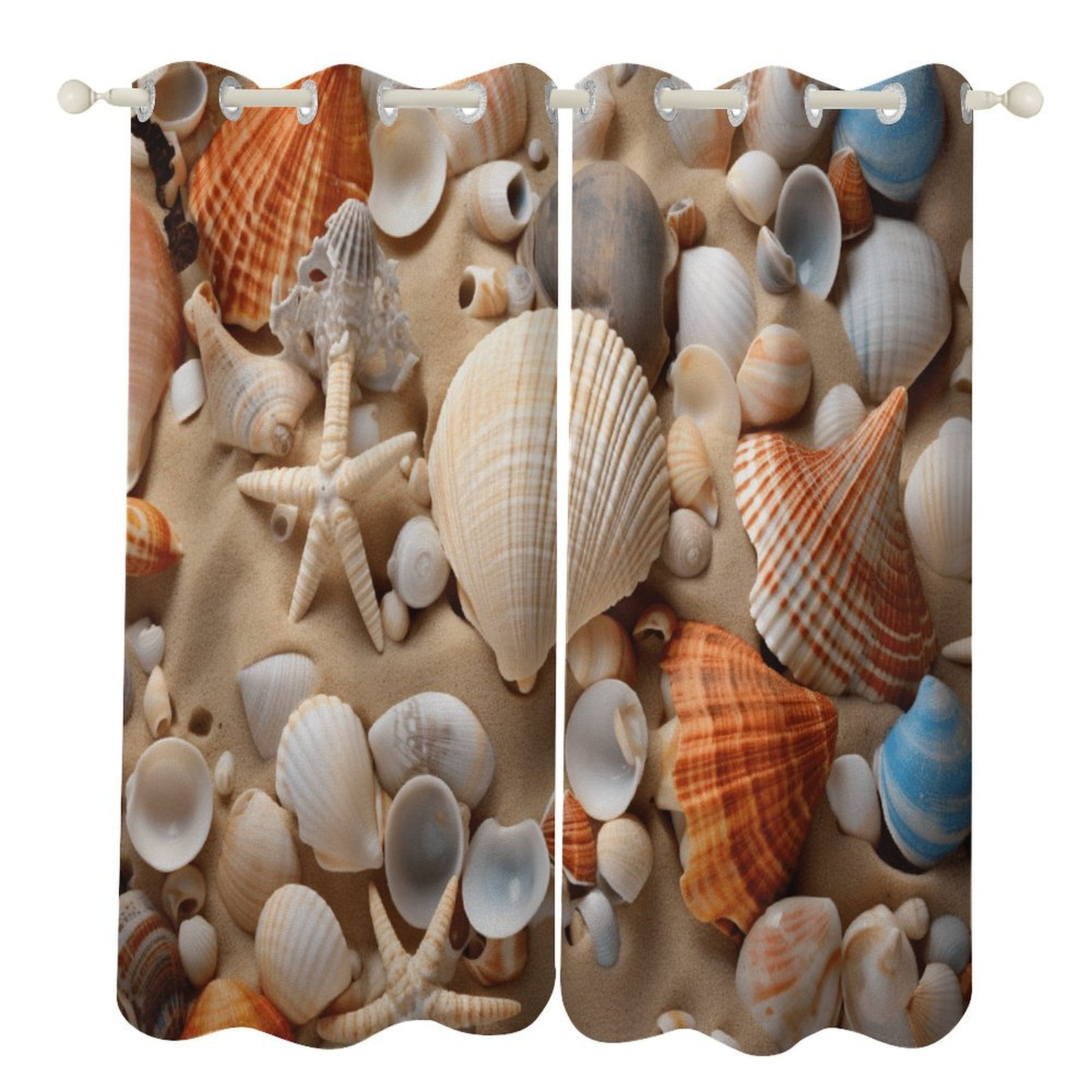 Seashell On The Beach Modern Window for Living Room Curtains for Child ...