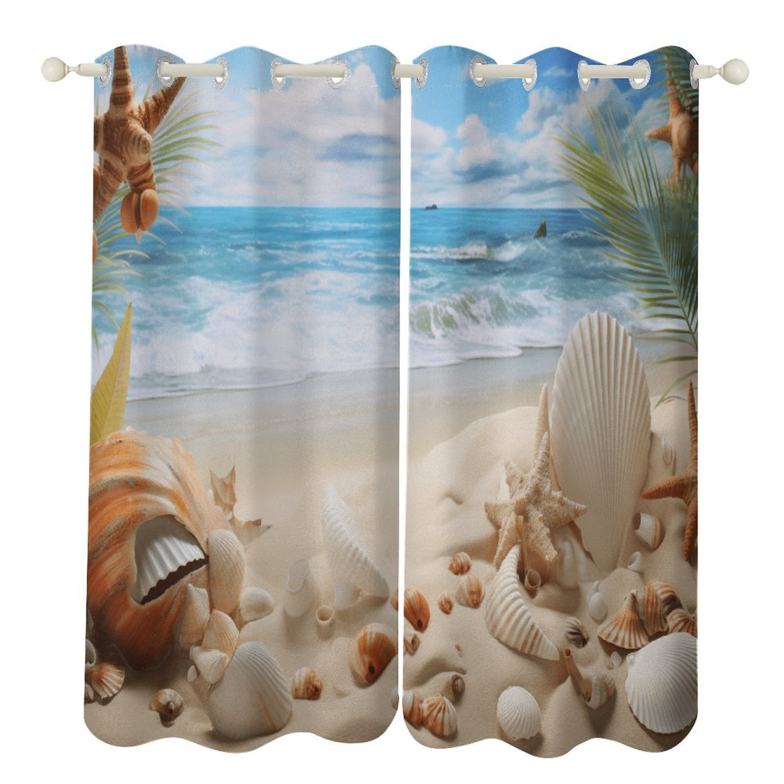Seashell On The Beach Modern Window for Living Room Curtains for Child ...
