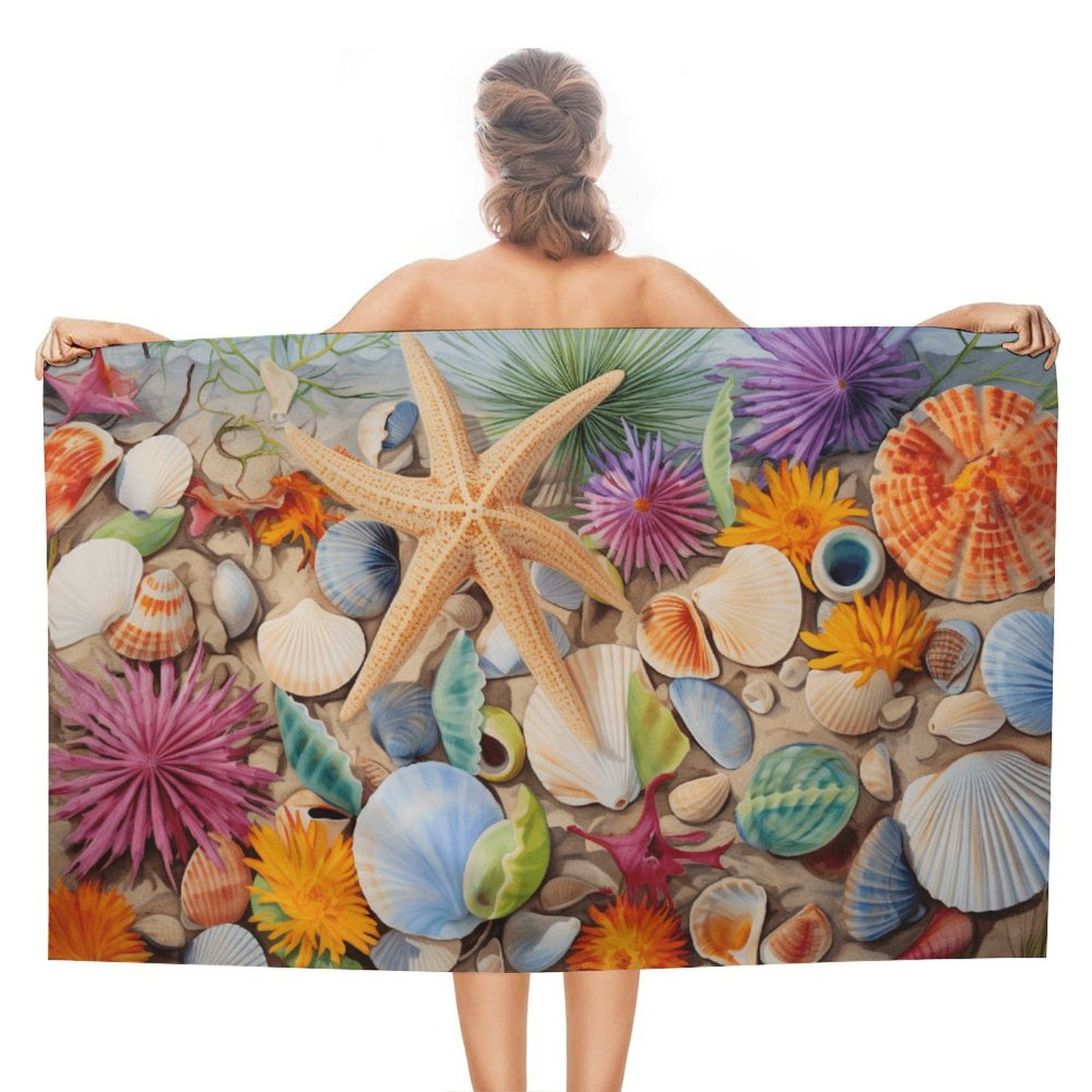 Seashell On The Beach Oversized -Washed Lightweight Quick Dry Beach ...