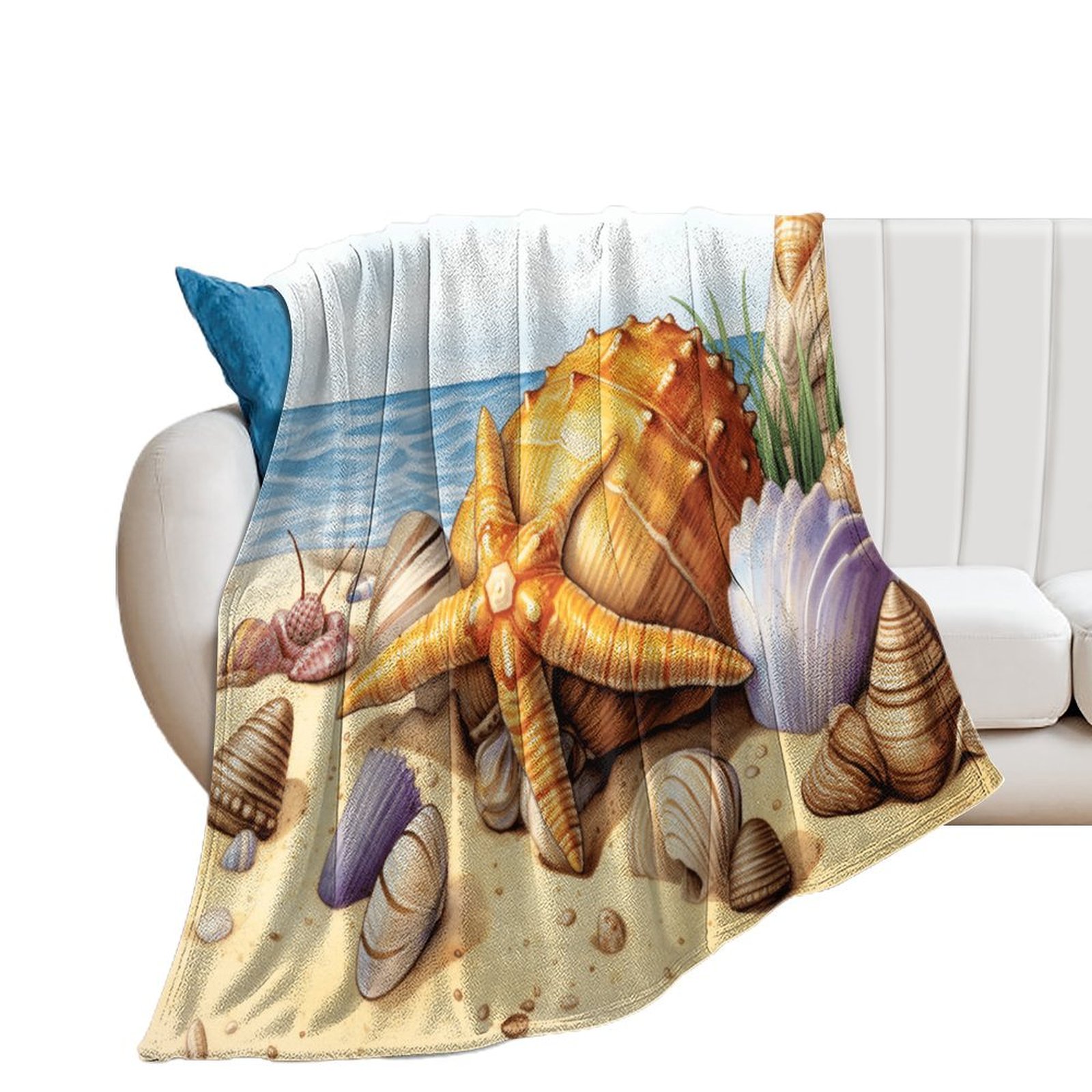 Seashell On The Beach Soft Cozy Warm, Lightweight And Plush Flannel ...