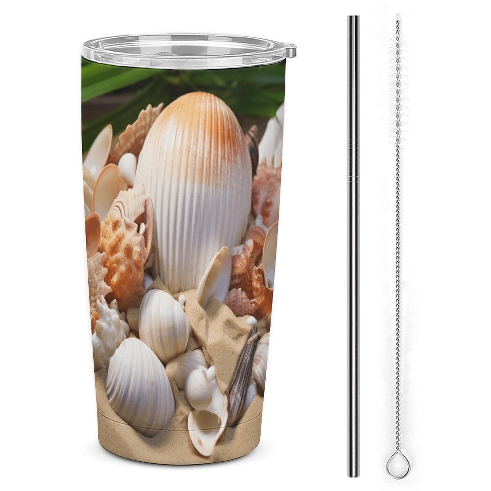Seashell On The Beach Tumbler Print 20oz Stainless Steel Coffee Cup ...