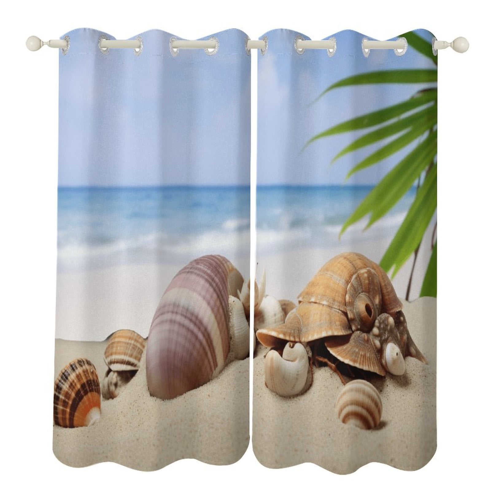 Seashell On The Beach Window Curtain Panels Grommet Blackout Curtains ...