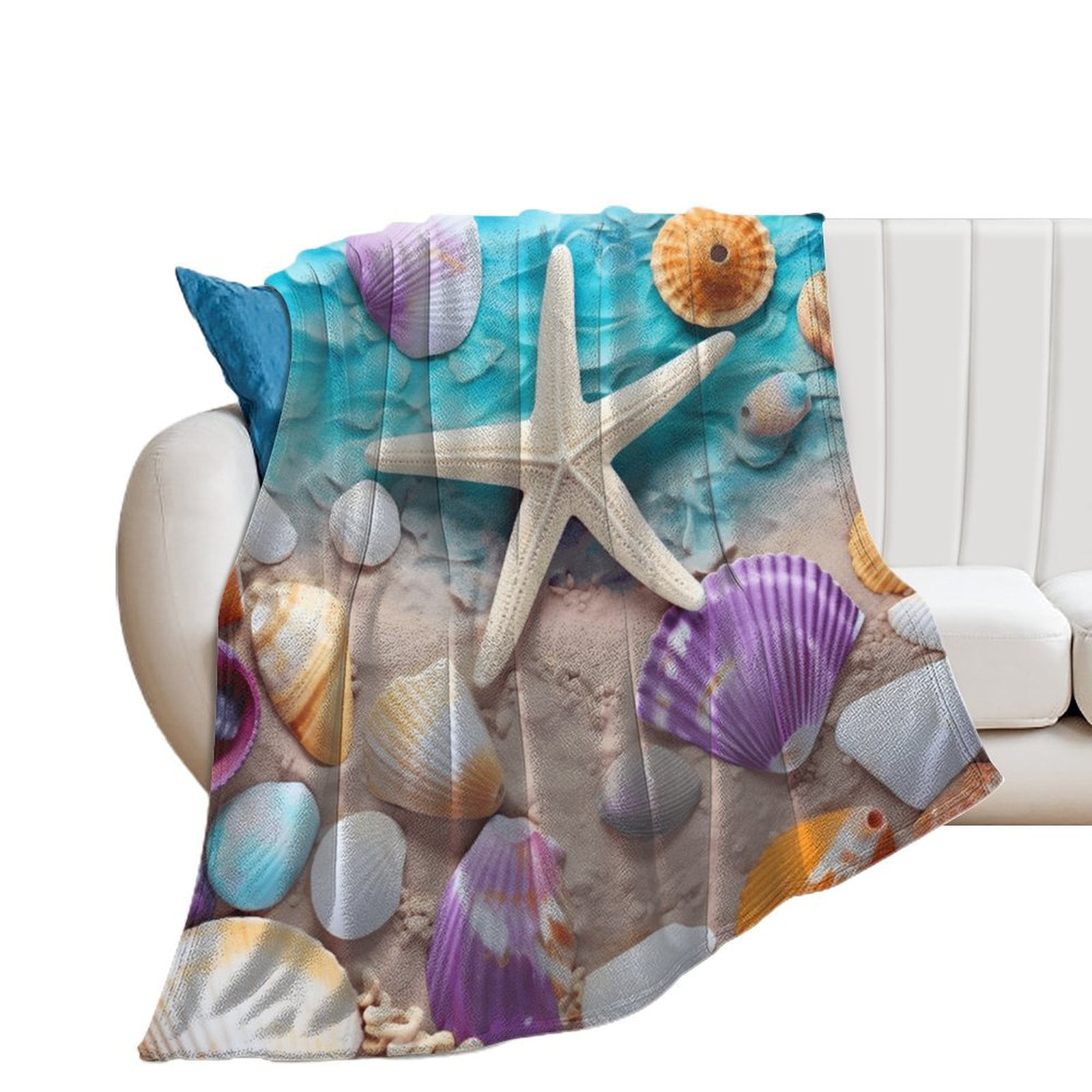 Seashell On The Beach for Women Men Kids Flannel Throw Blankets Soft ...