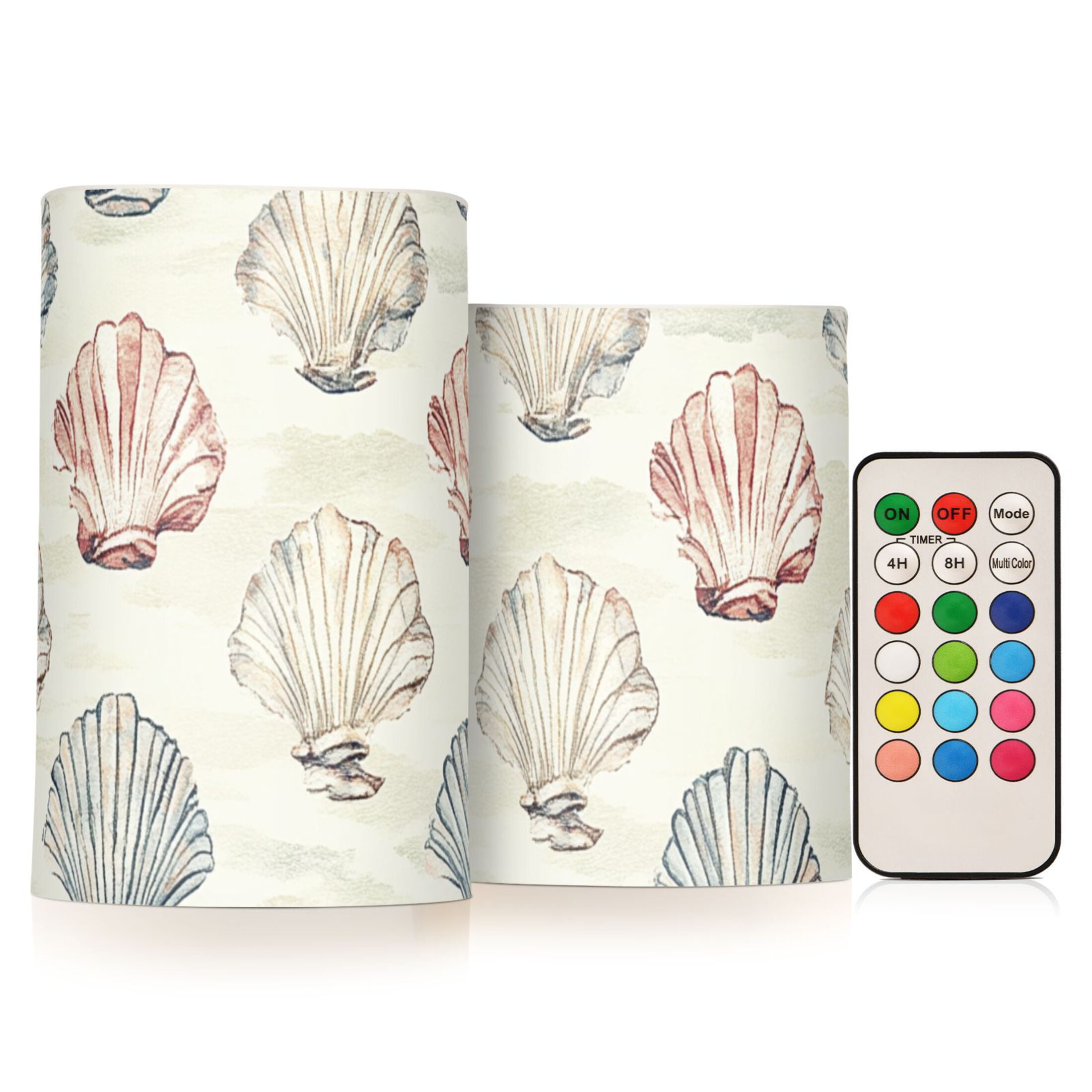 Seashell Pattern Design Flickering Flameless Candles Battery Operated ...