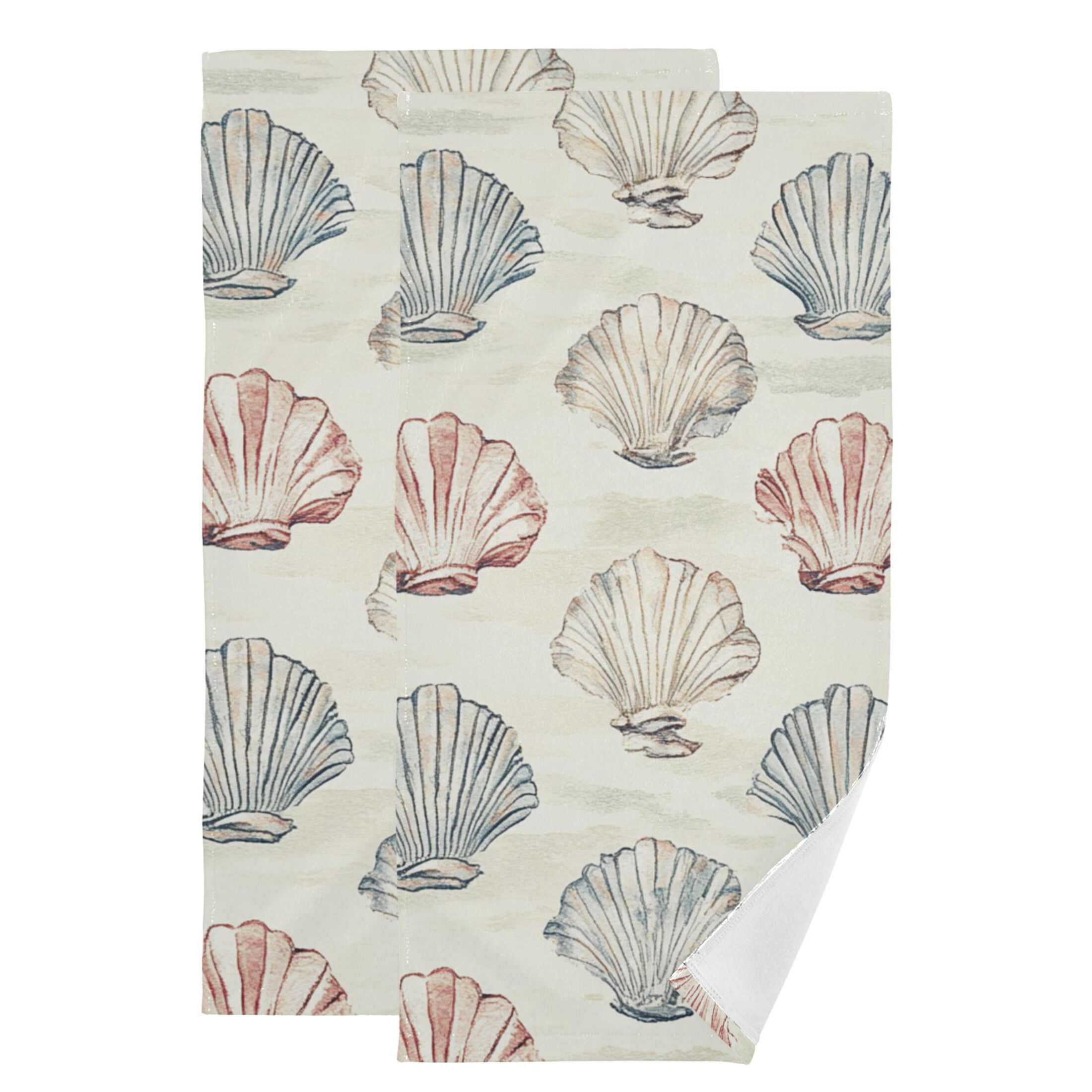 Seashell Pattern Design Hand Towel Absorbent Bath Towels for Bathroom ...