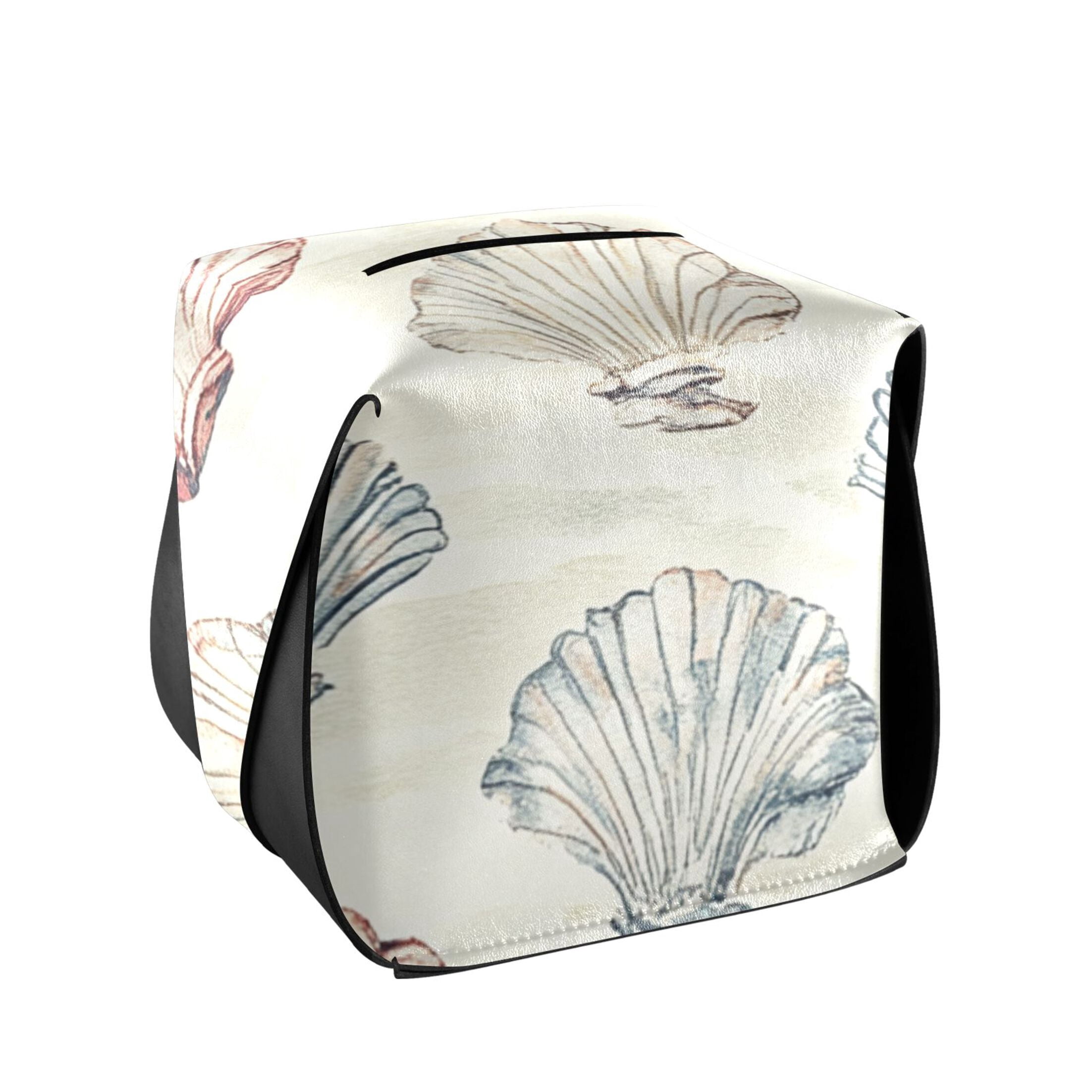 Seashell Pattern Design Tissue Box Cover Leather Square Rectangle ...