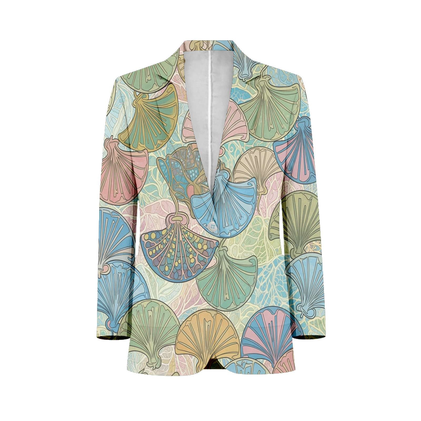Seashell Pattern Fabric Men's Suit Blazer Casual Party Wear Slim Fit ...