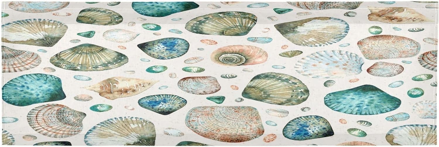 Seashell Pattern Trolley Bag Curtain Drape, 54" x 18" Curtain Window ...