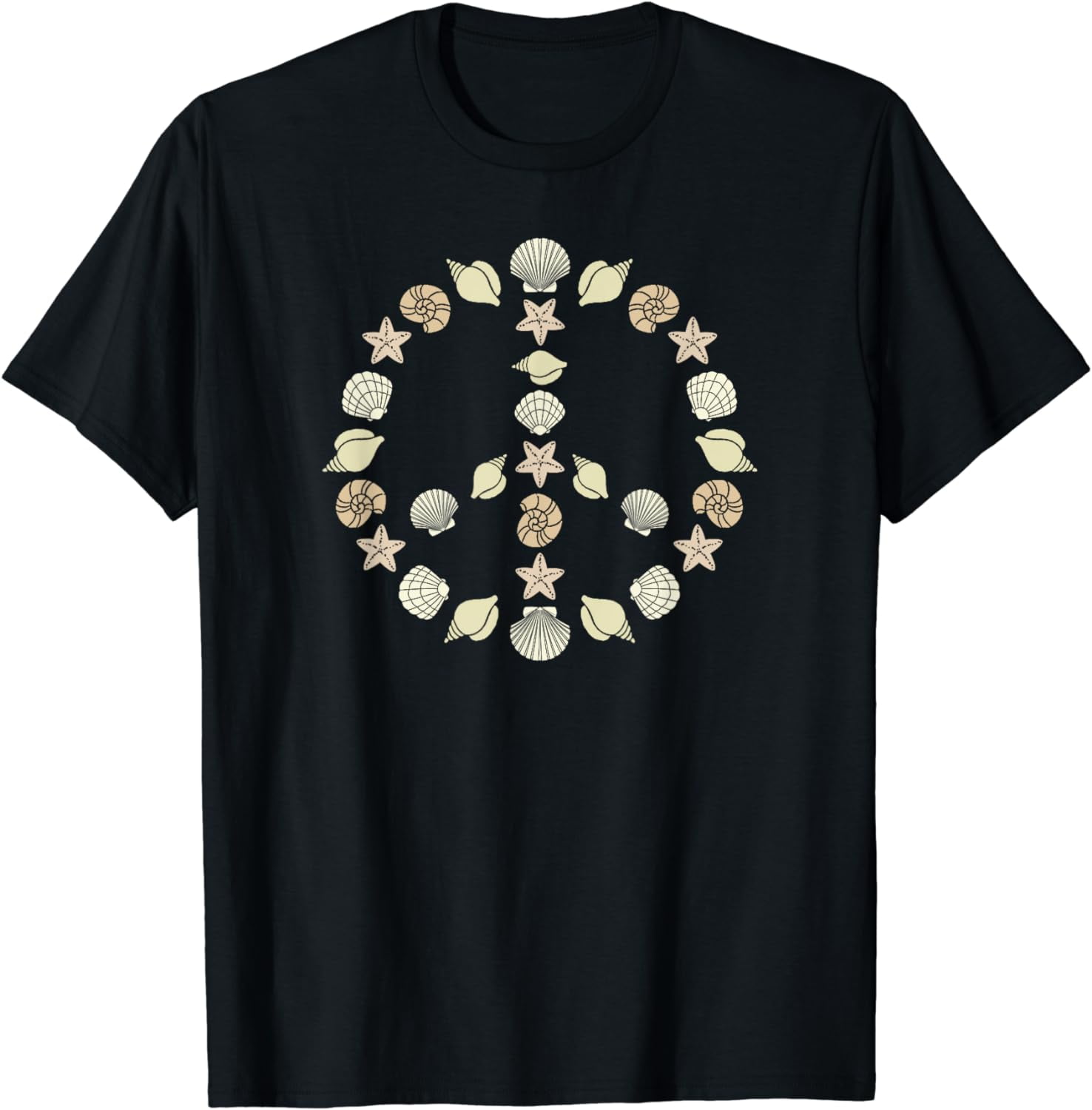 Seashell Peace Sign - Natural Colors T-Shirt - Walmart.com