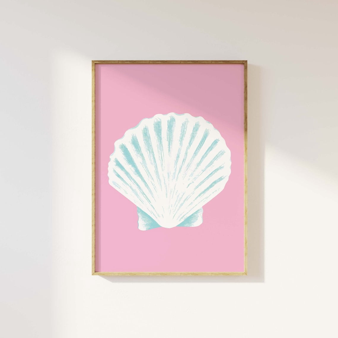 Seashell Poster Cute Summer Art Pink Girly Wall Trendy Beach House ...