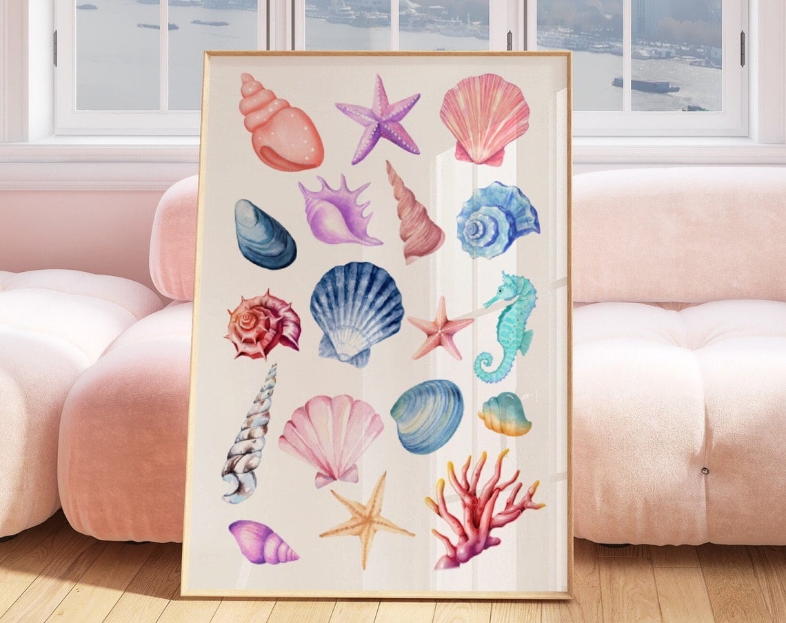 Seashell Print, Coastal Cowgirl Decor, Beachy Room Decor, Surf Poster ...