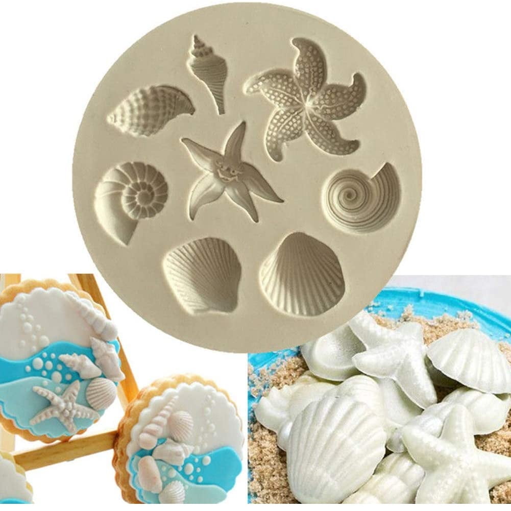 Seashell Sea Shell Fondant Mold, Round Silicone Baking Mould Candy ...