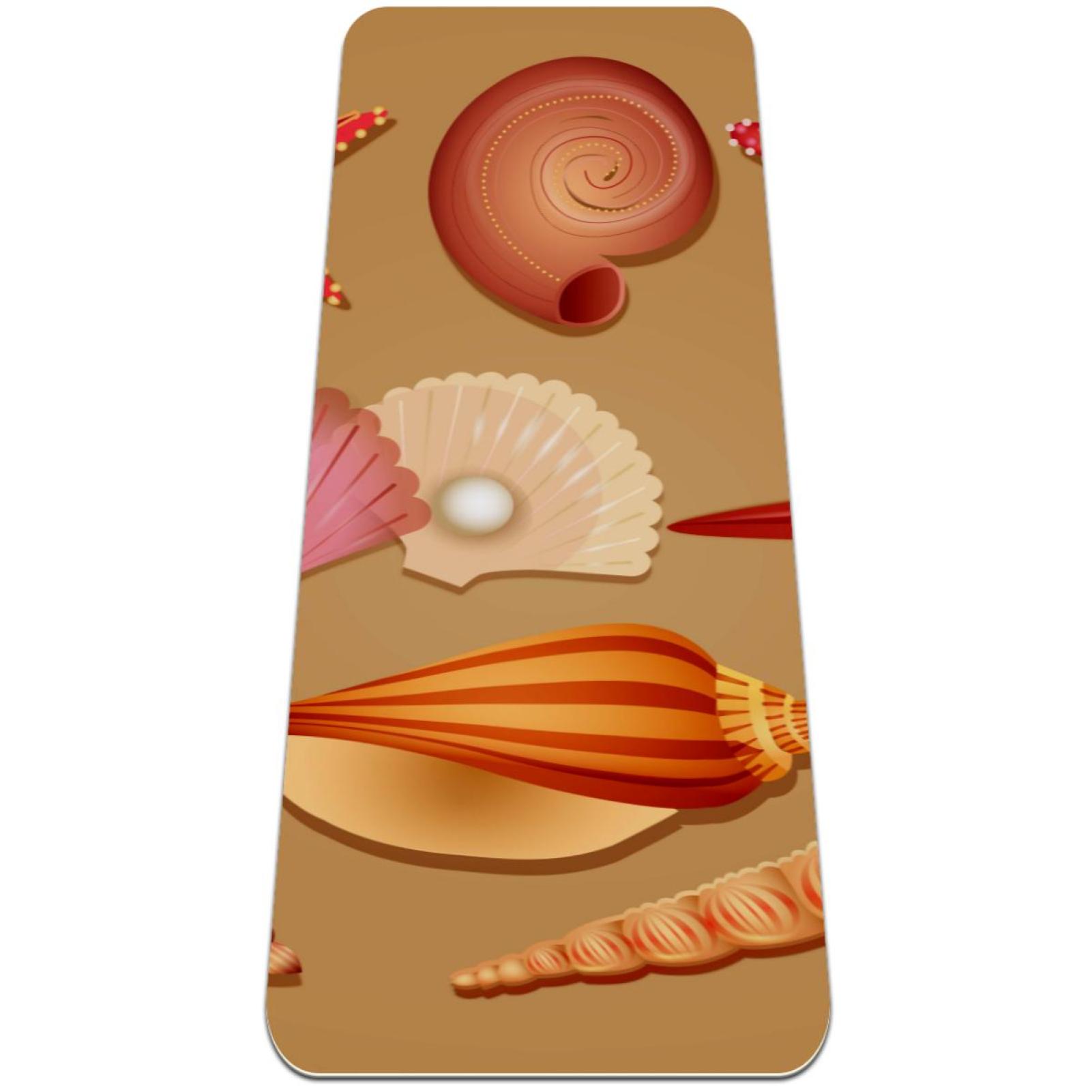 Seashell Sea Shells Starfish Pattern TPE Yoga Mat for Workout ...